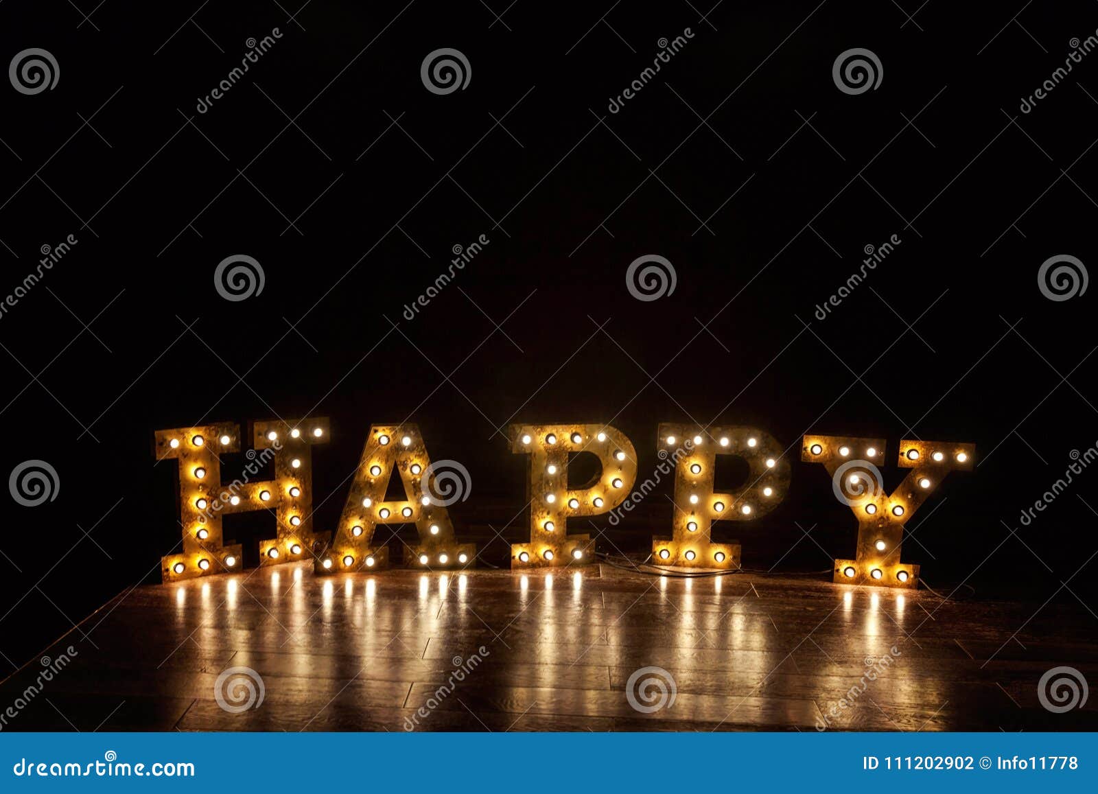 Letters happy with light stock photo. Image of sign - 111202902