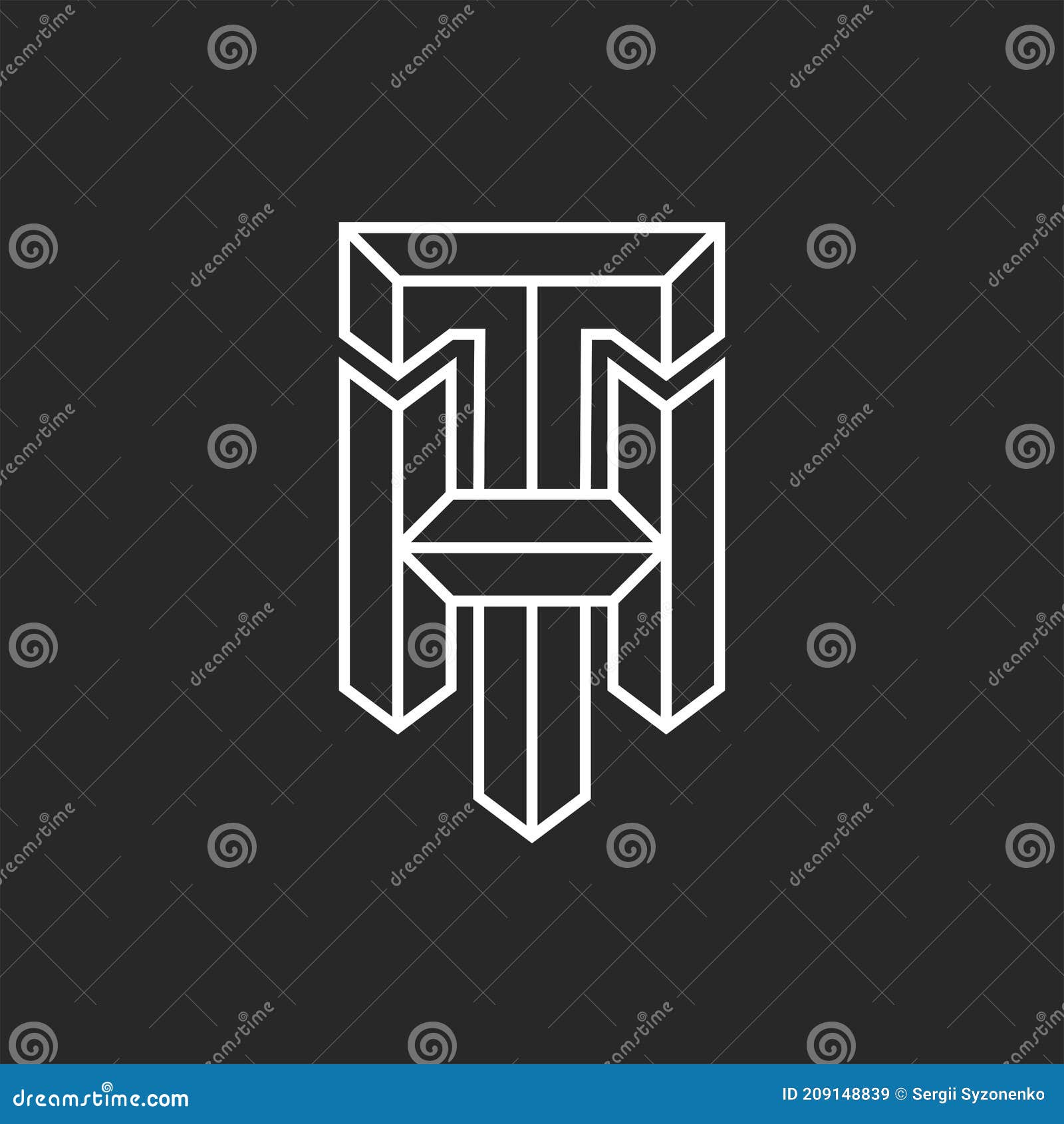 Letters HT or TH Initials Logo Monogram with 3d Carcass from Thin Lines ... Letters HT or TH Initials Logo Monogram with 3d Carcass from Thin Lines ...