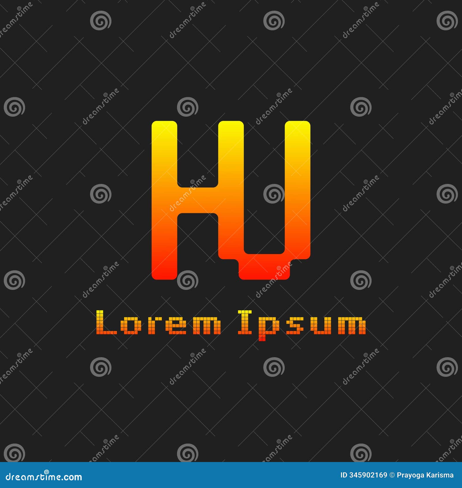 Letters HU Pixel Monogram Logo, Suitable for Any Business with HU or UH ...