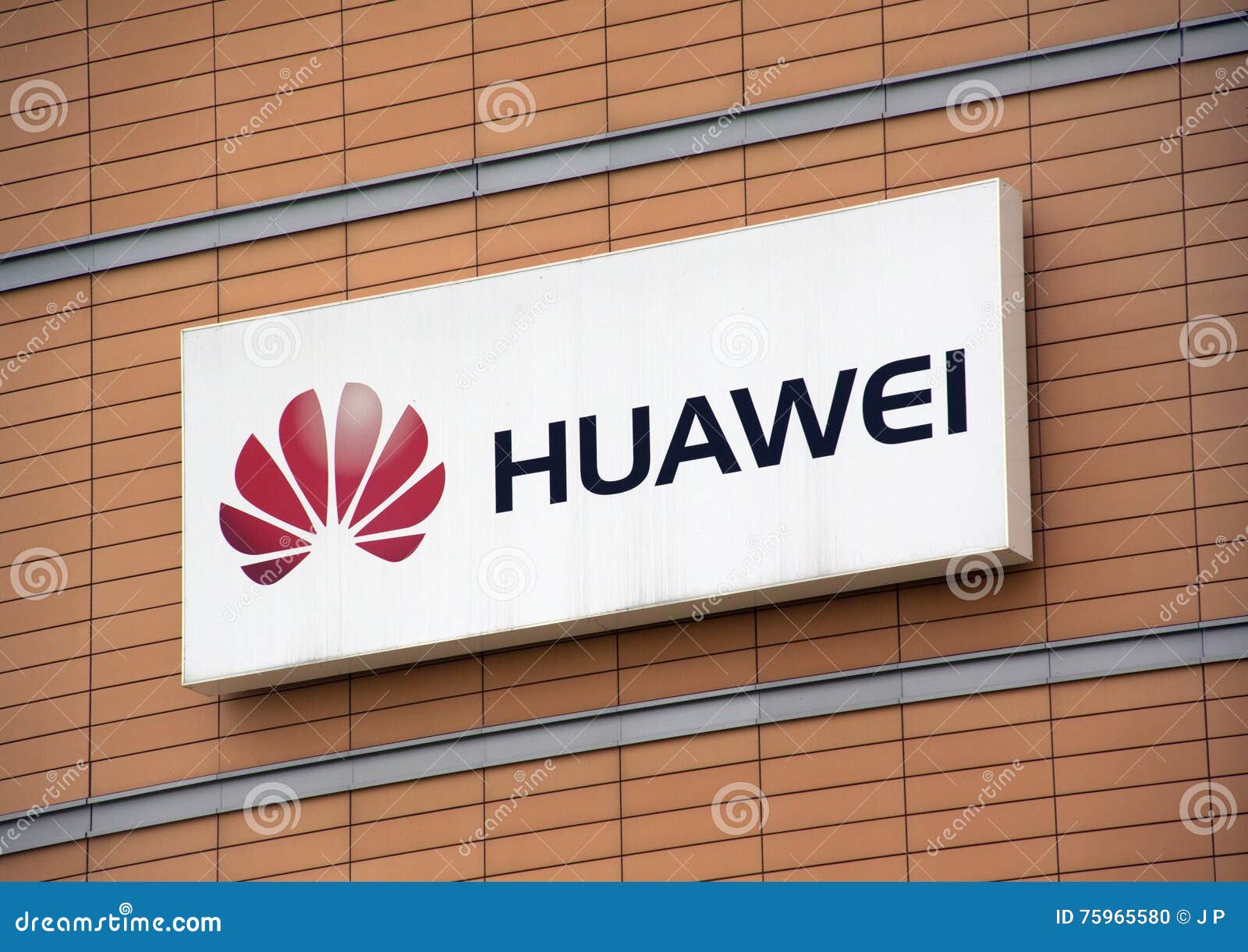 Letters Huawei on the wall editorial image. Image of booth - 75965580