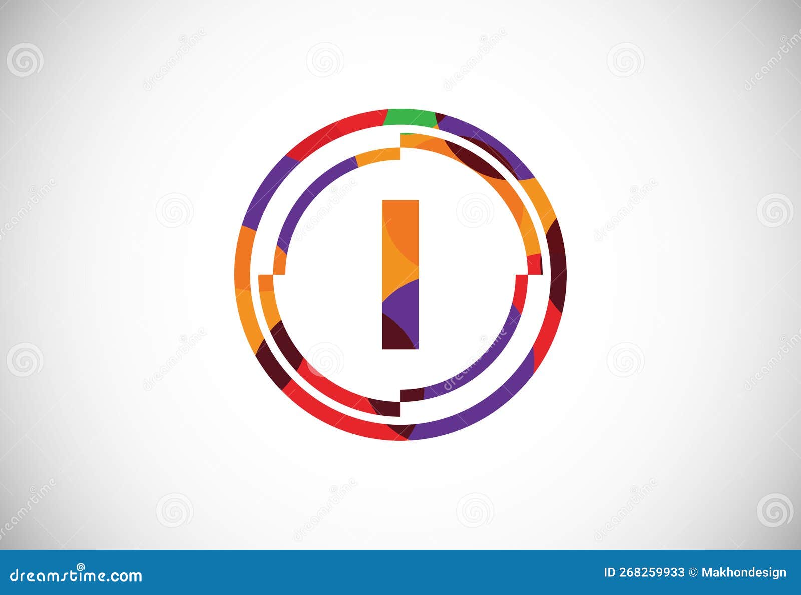 Letters I with Circle Frames Low Poly Art Style. English Alphabet ...