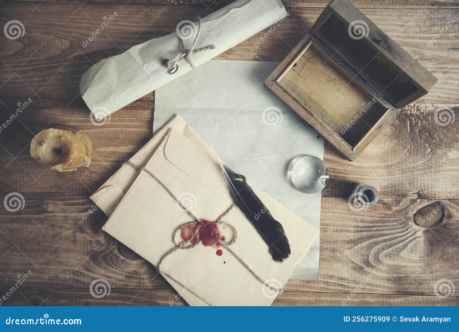 Letters with Inkwell and Box Stock Image - Image of symbol, reading ...