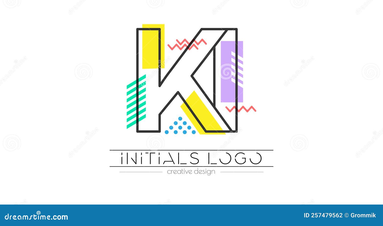 Letters K and I. Merging of Two Letters. Initials Logo or Abbreviation ...