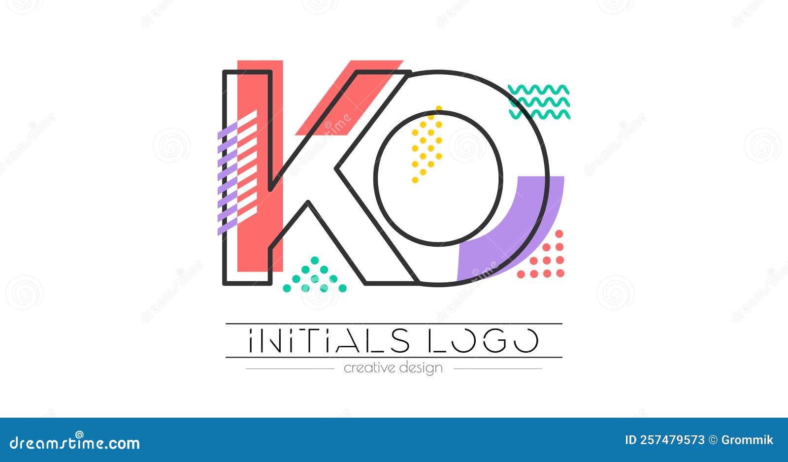 Letters K and O. Merging of Two Letters. Initials Logo or Abbreviation ...
