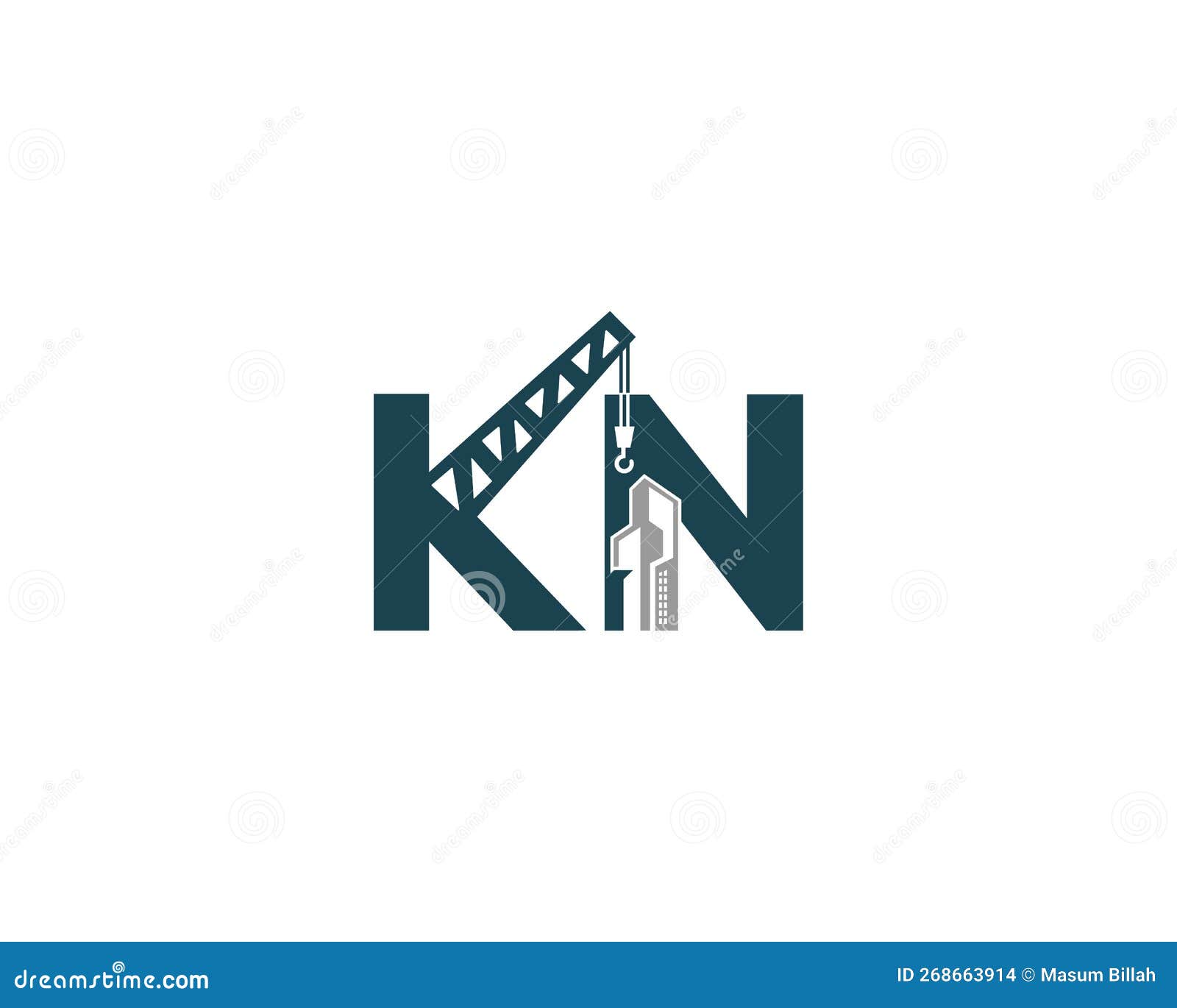 Letters KN With Crane And Building Real Estate Construction Logo ...