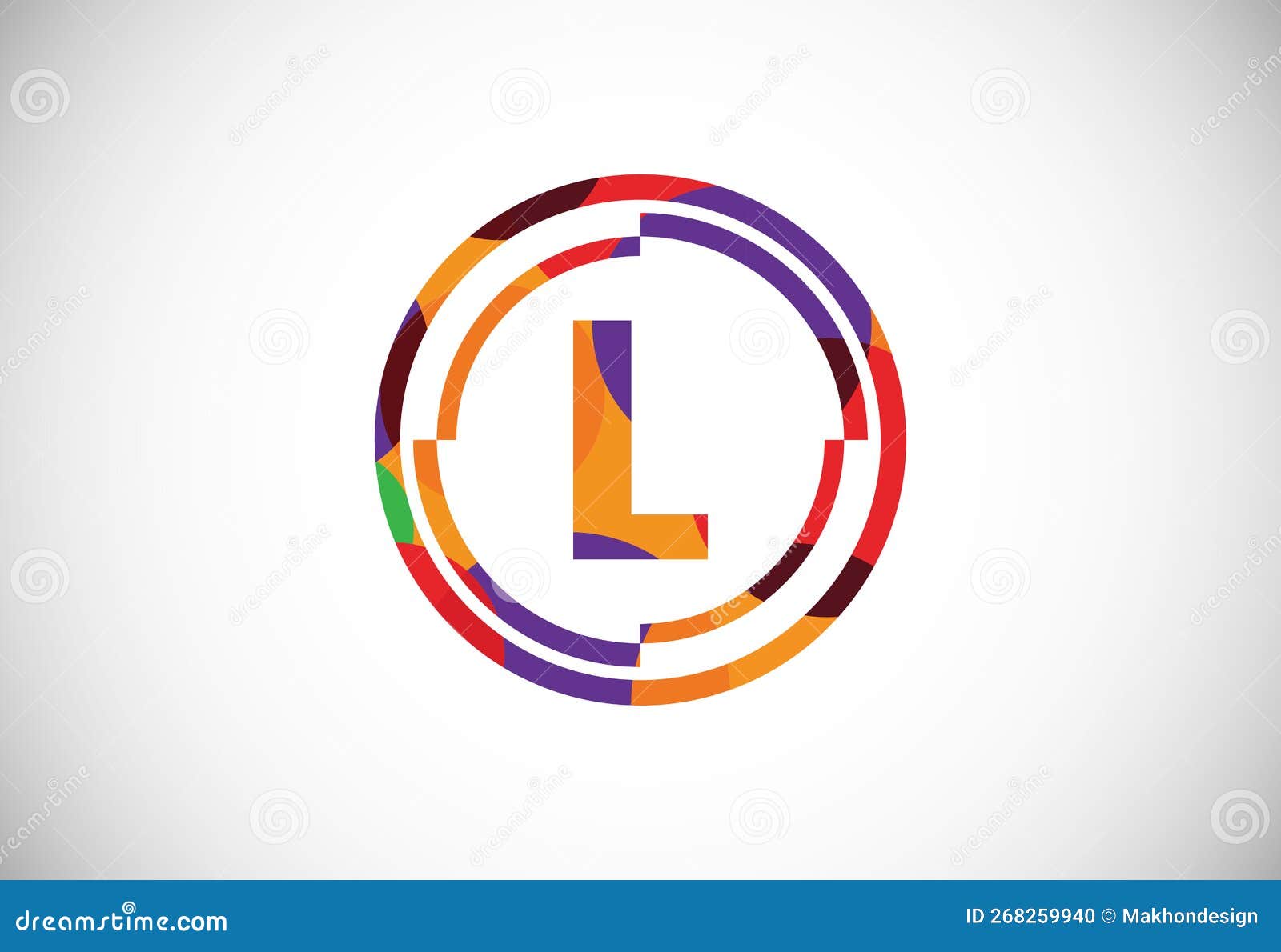 Letters L with Circle Frames Low Poly Art Style. English Alphabet ...