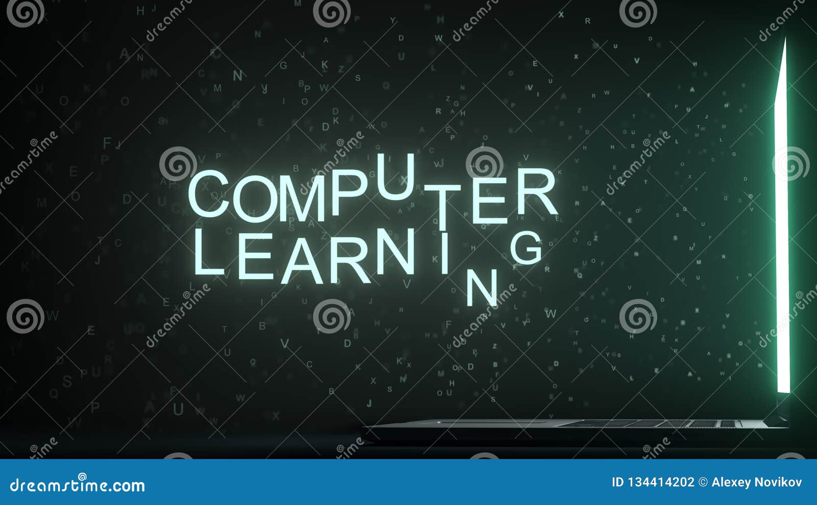 Letters Leaving Laptop Display Form COMPUTER LEARNING Text. 3D ...