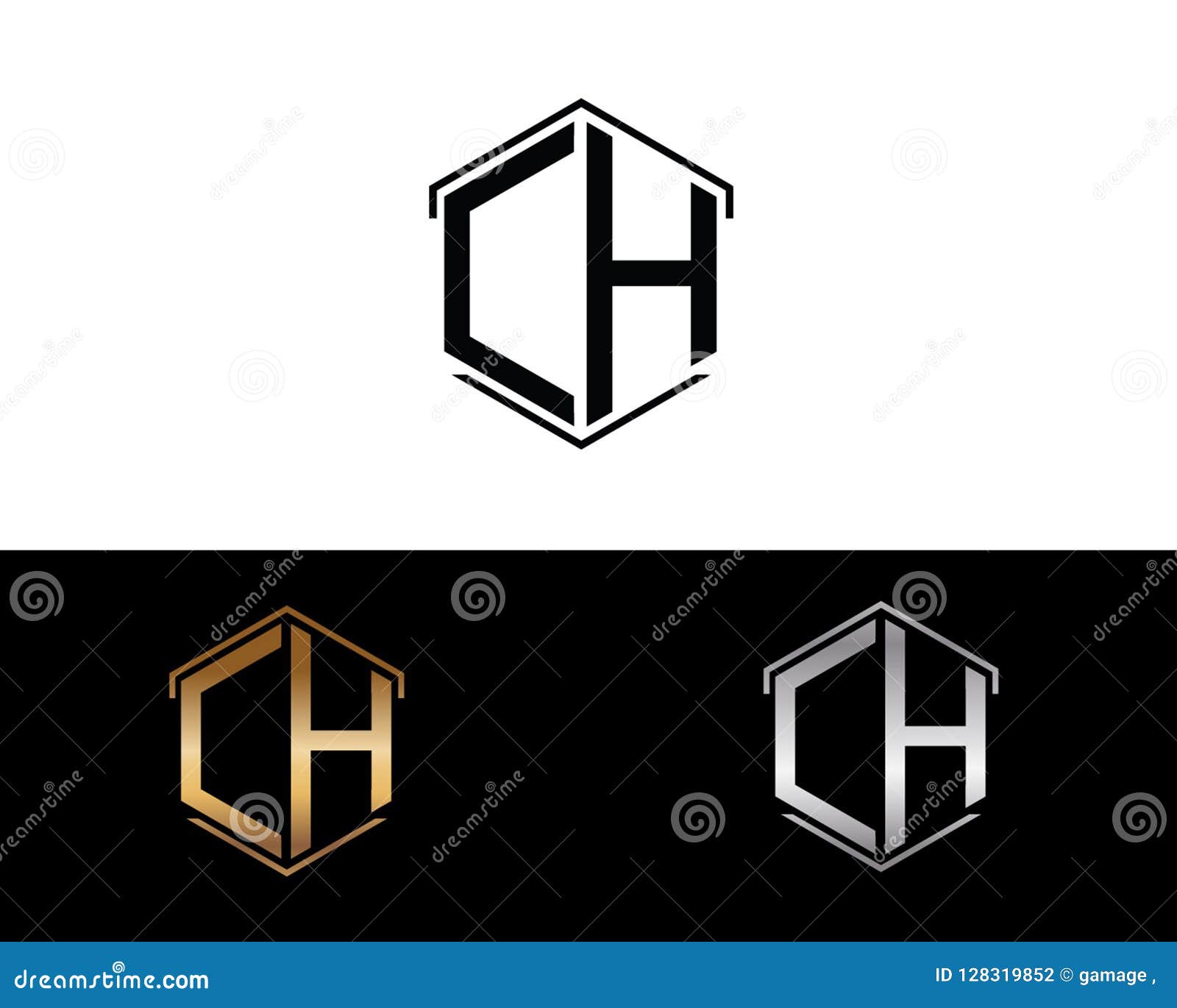 CH Hexagon Shape Letters Vector Design Stock Vector - Illustration of ...