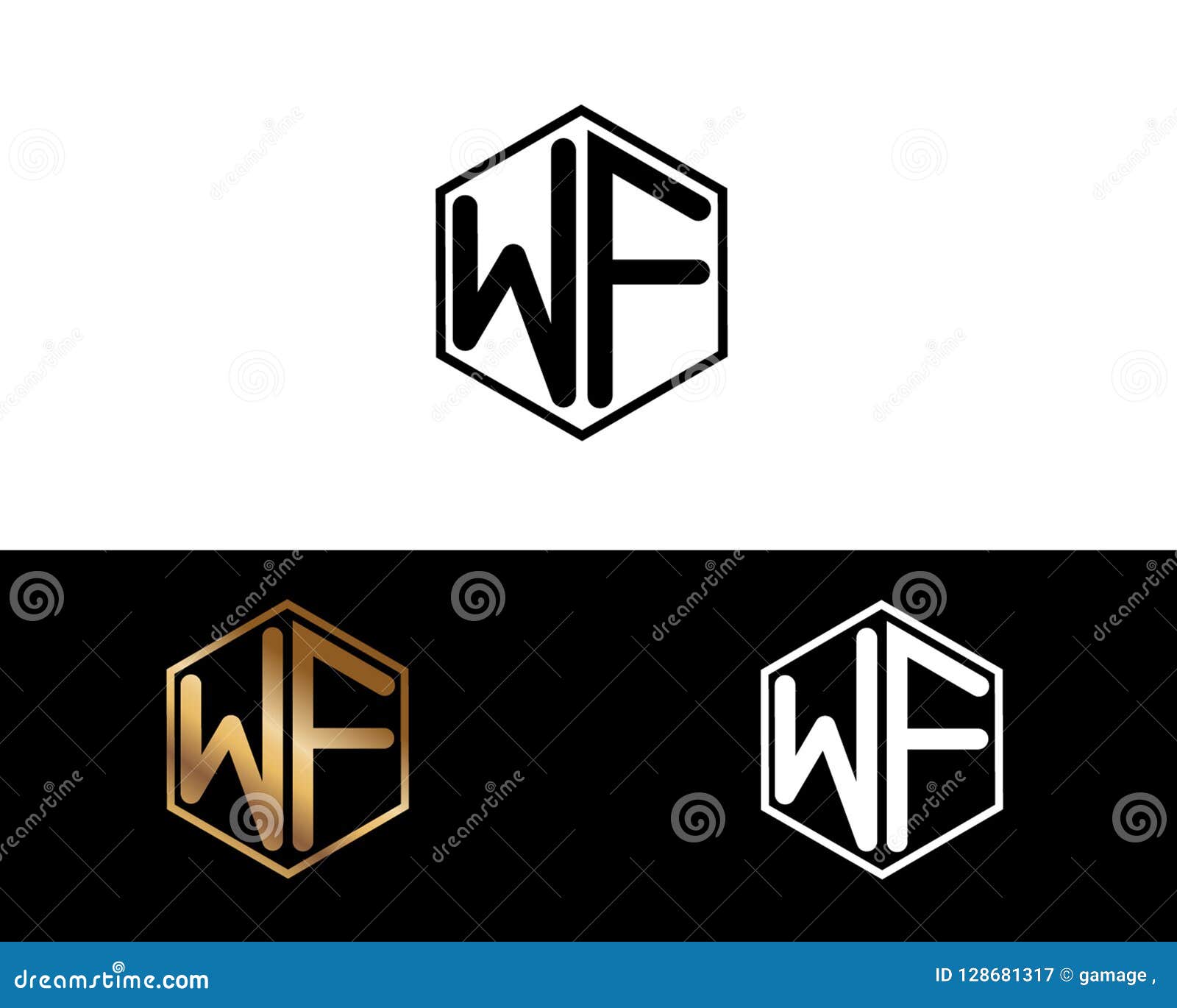 WF Letters Linked with Hexagon Shape Logo Stock Vector - Illustration ...