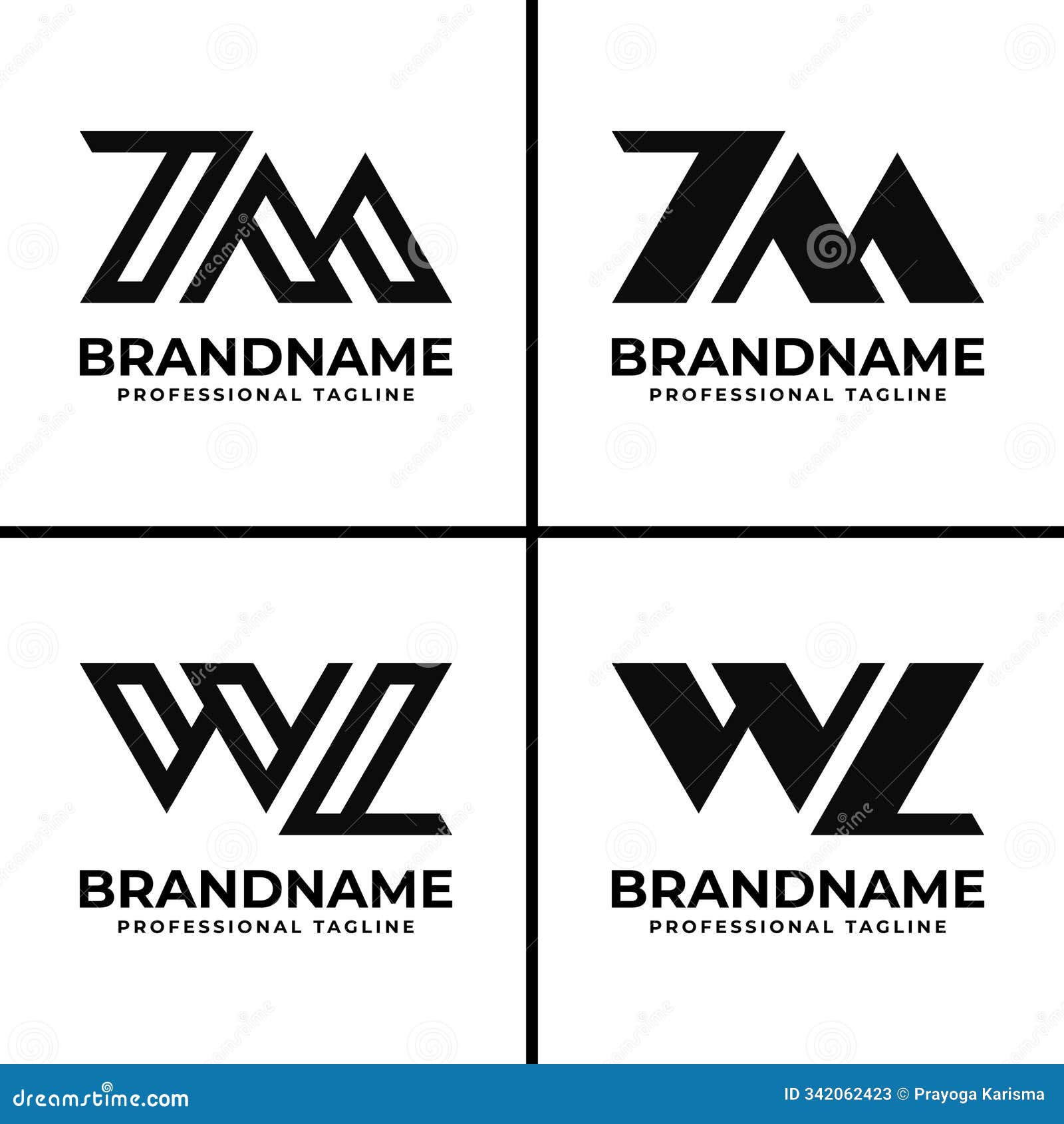 Letters 7M or WL Monogram Logo Set, for Business with 7M, M7, WL, or LW ...