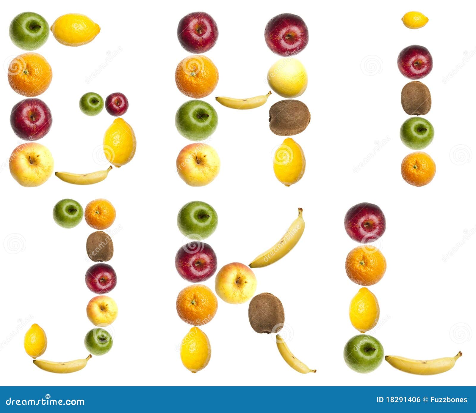 Letters made of fruits stock photo. Image of colour, eating - 18291406