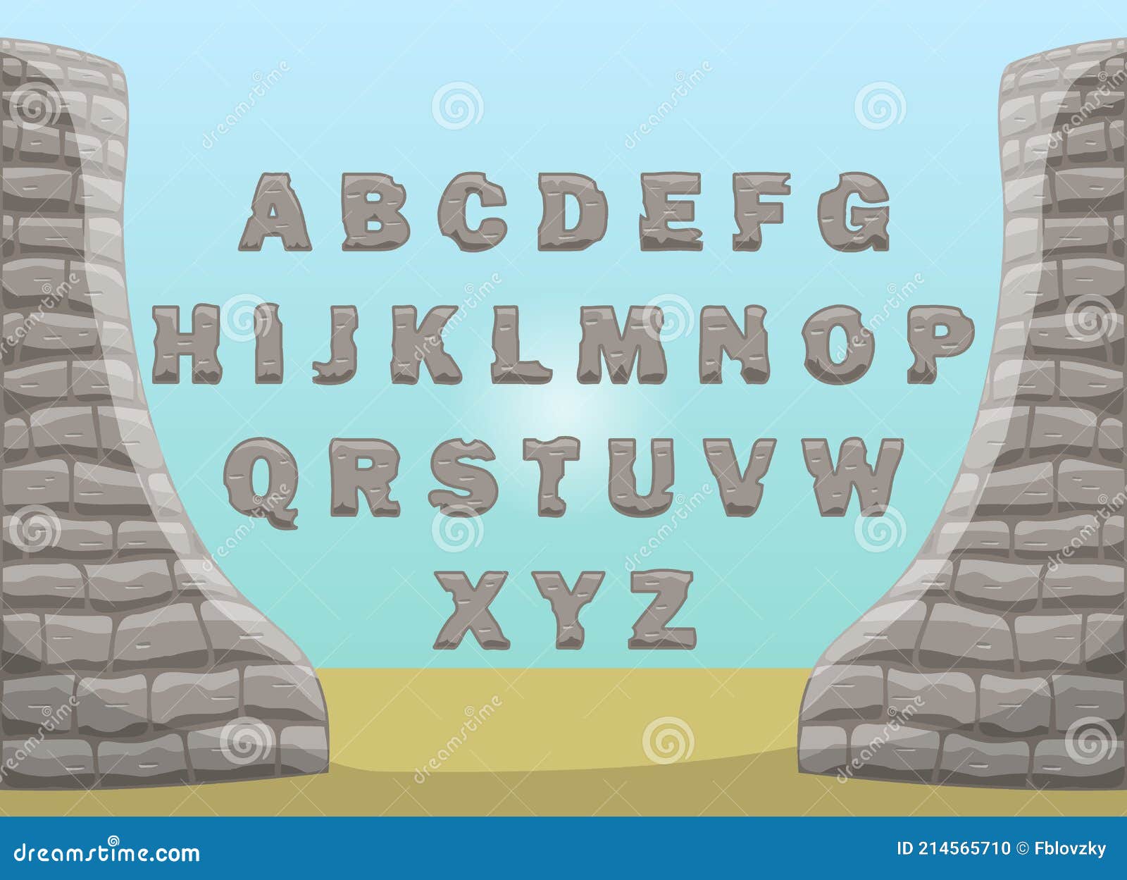 Letters Made of Stone and a Frame in the Form of Stone Towers Stock ...