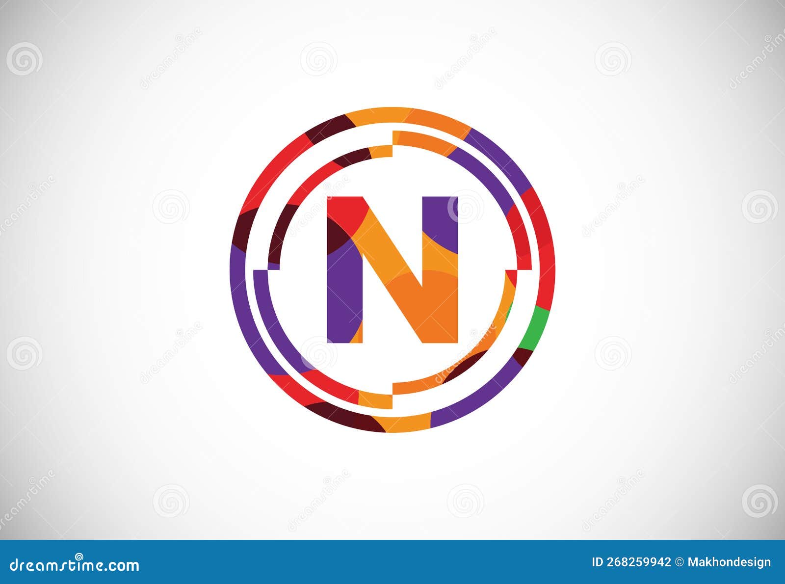 Letters N with Circle Frames Low Poly Art Style. English Alphabet ...