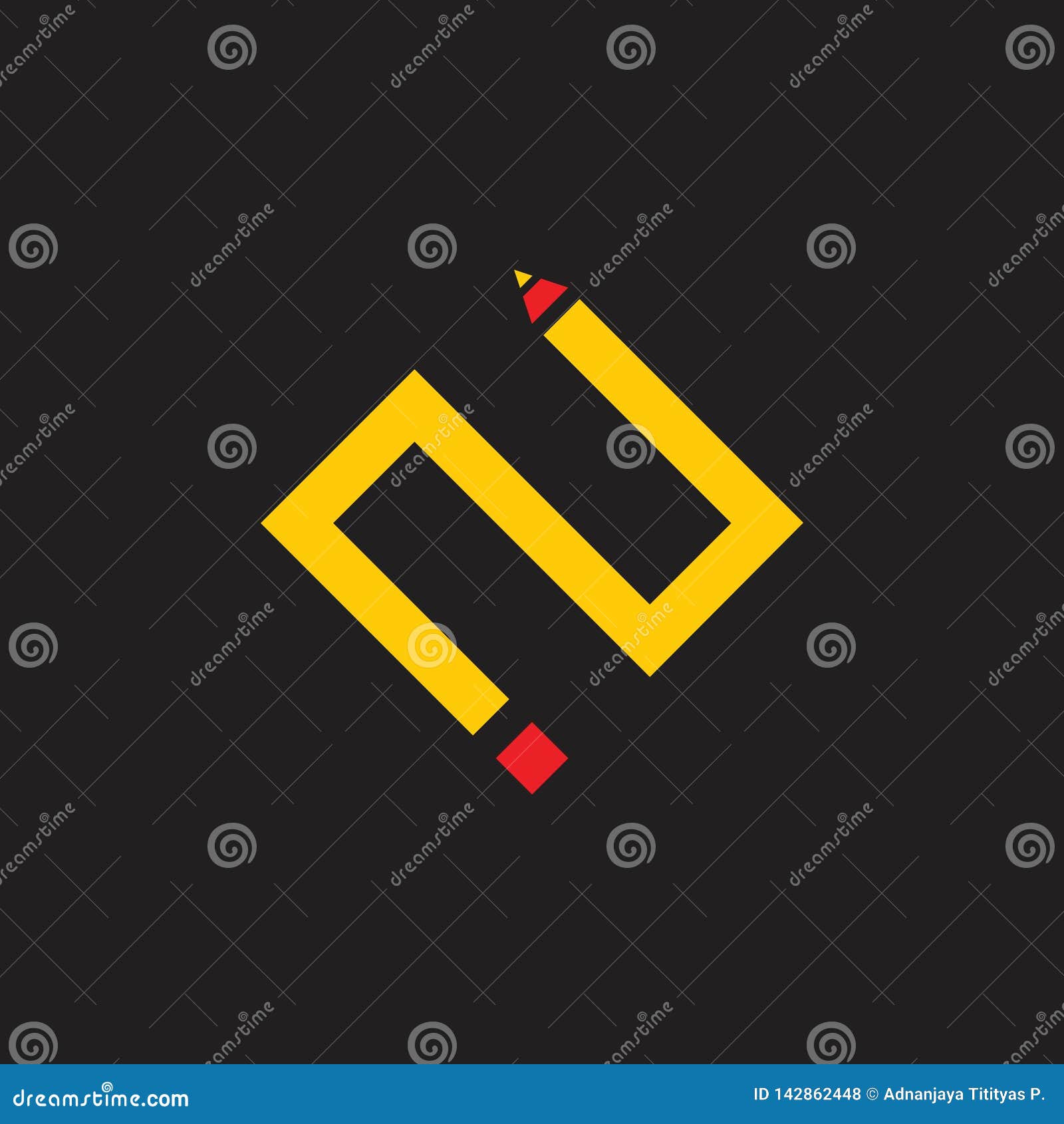 Letters N Pencil Square Geometric Education Concept Vector Stock Vector ...