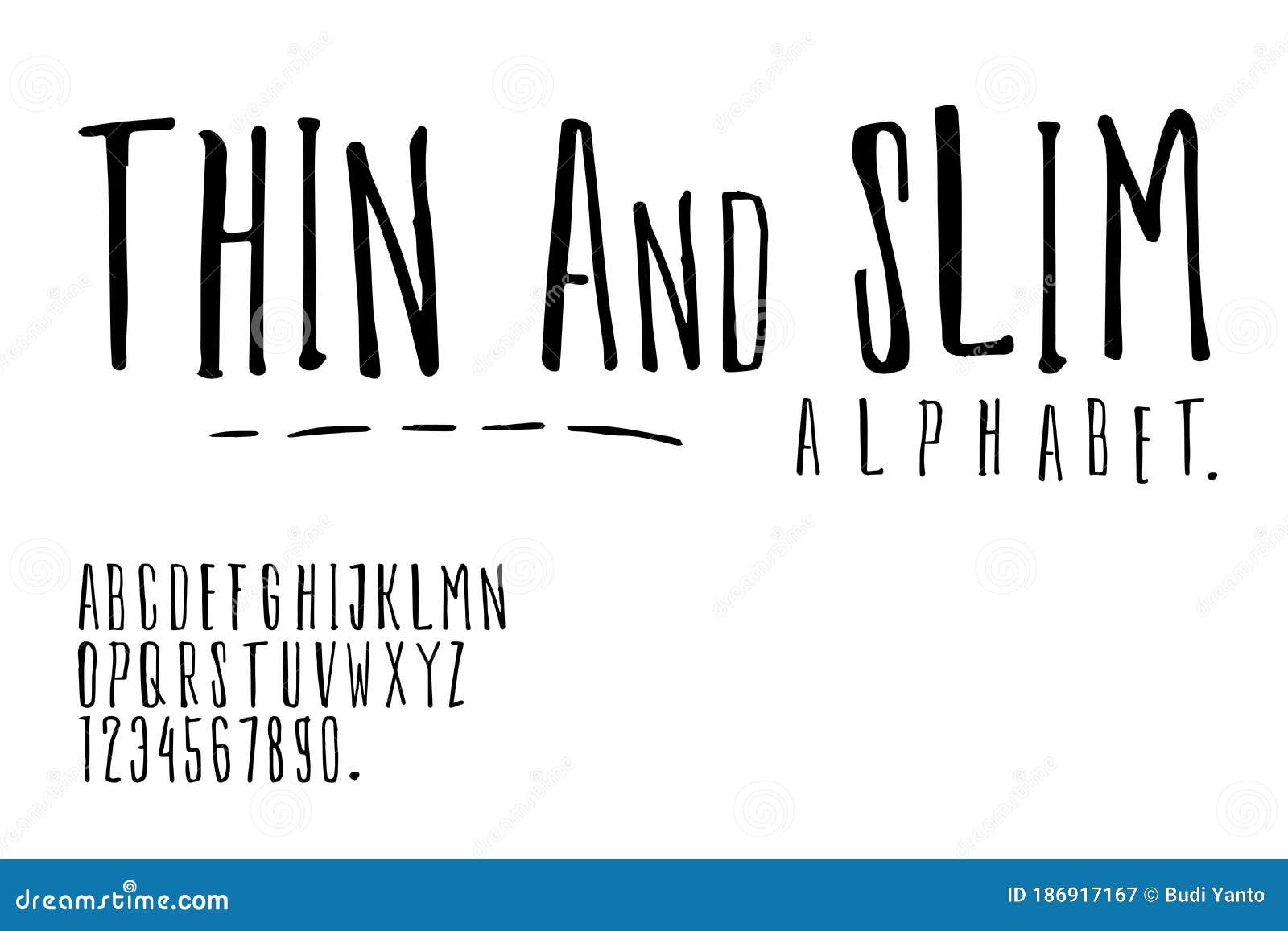 Letters and Numbers of the Alphabet. Thin and Slim Lettering Design ...
