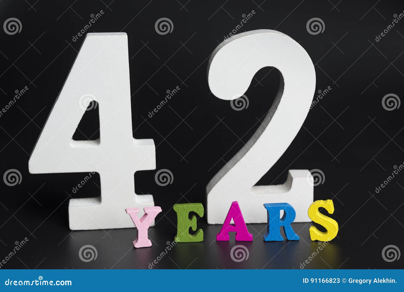 Letters and Numbers Forty-two on a Black Background. Stock Image ...