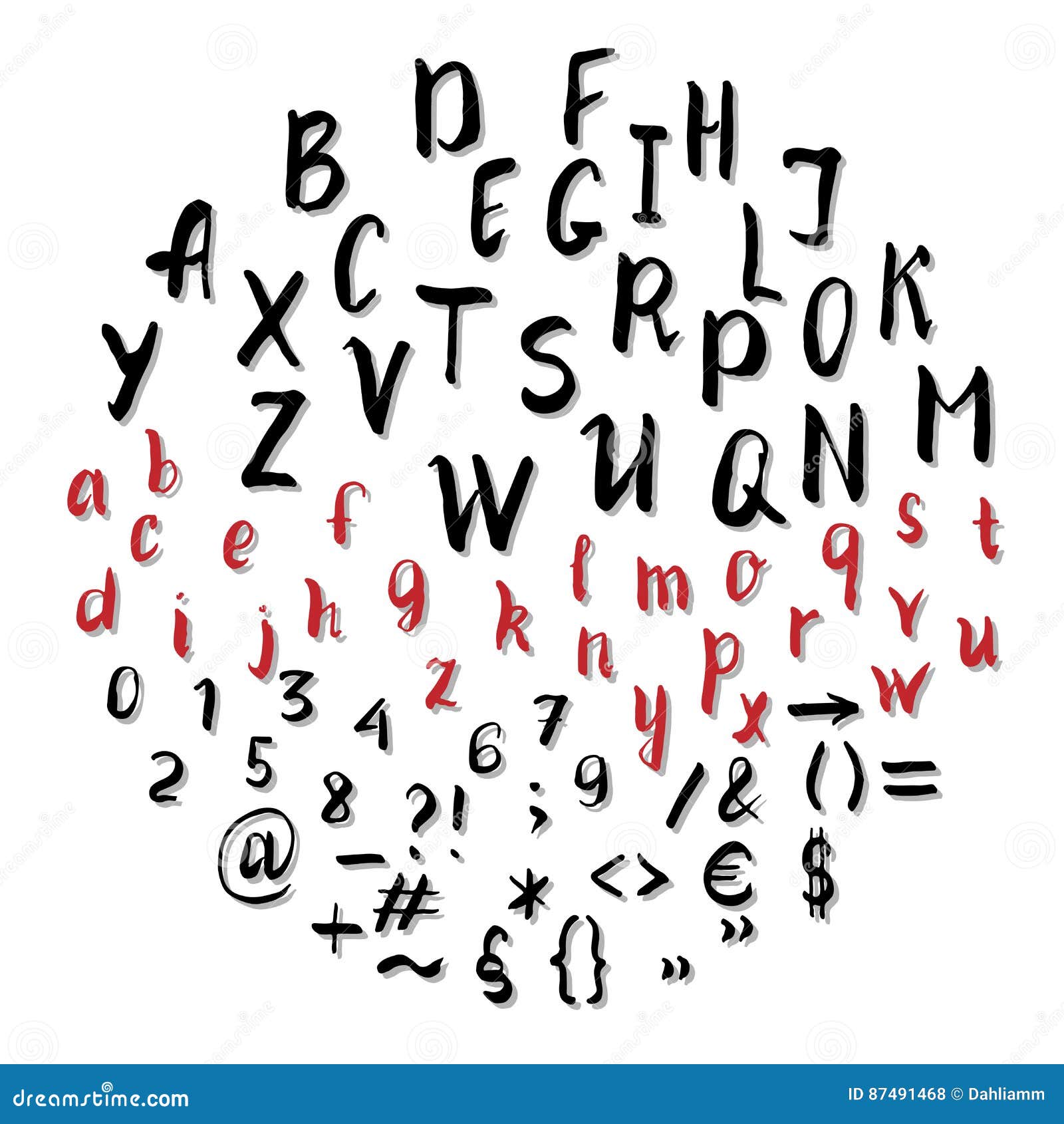 Letters and Numbers. Handwritten Alphabet. Vector Stock Vector ...