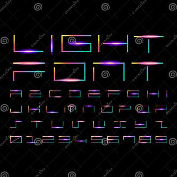 Letters and Numbers with Light Effect Stock Vector - Illustration of ...