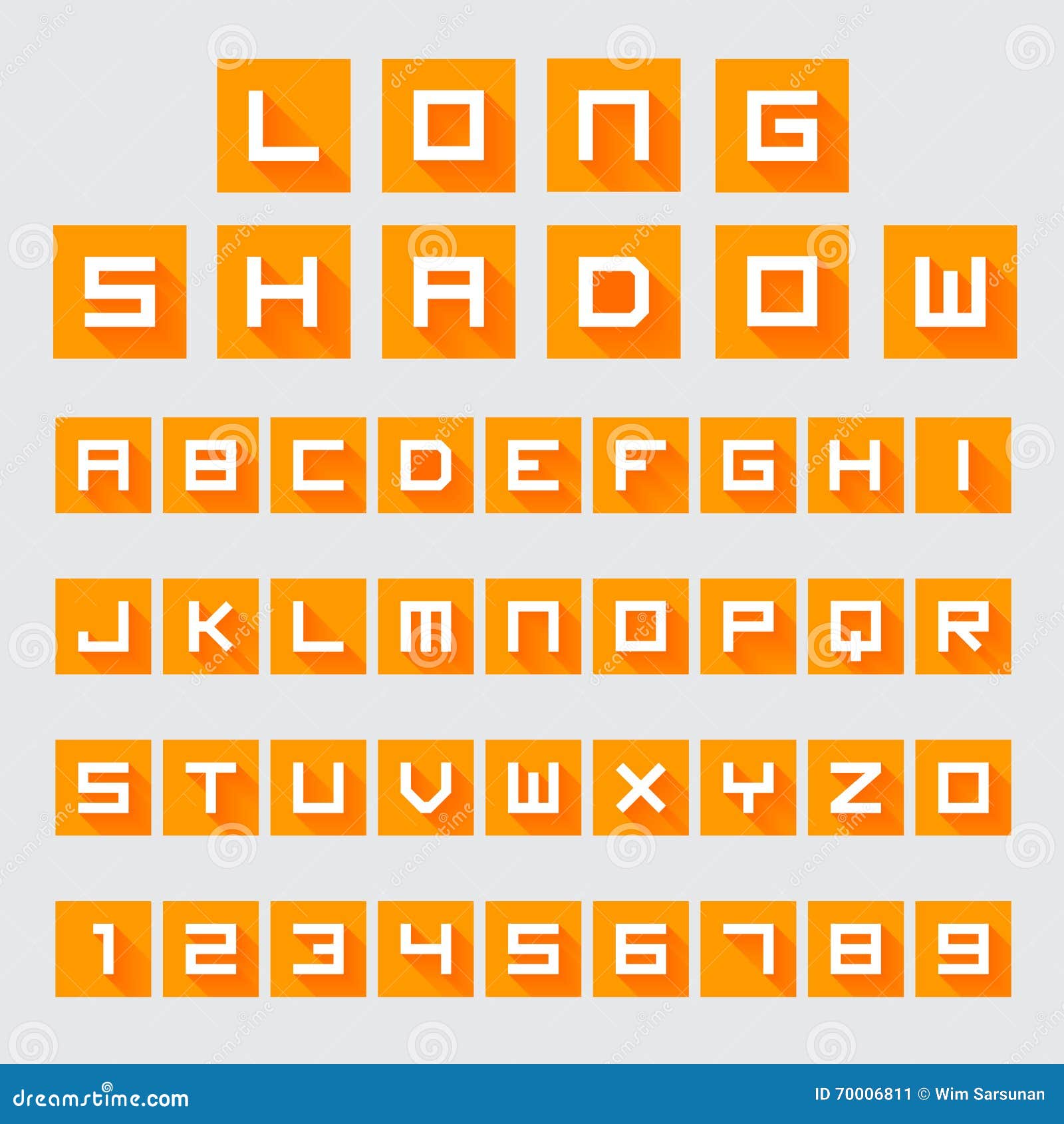 Letters and Numbers with Long Shadow Stock Vector - Illustration of ...