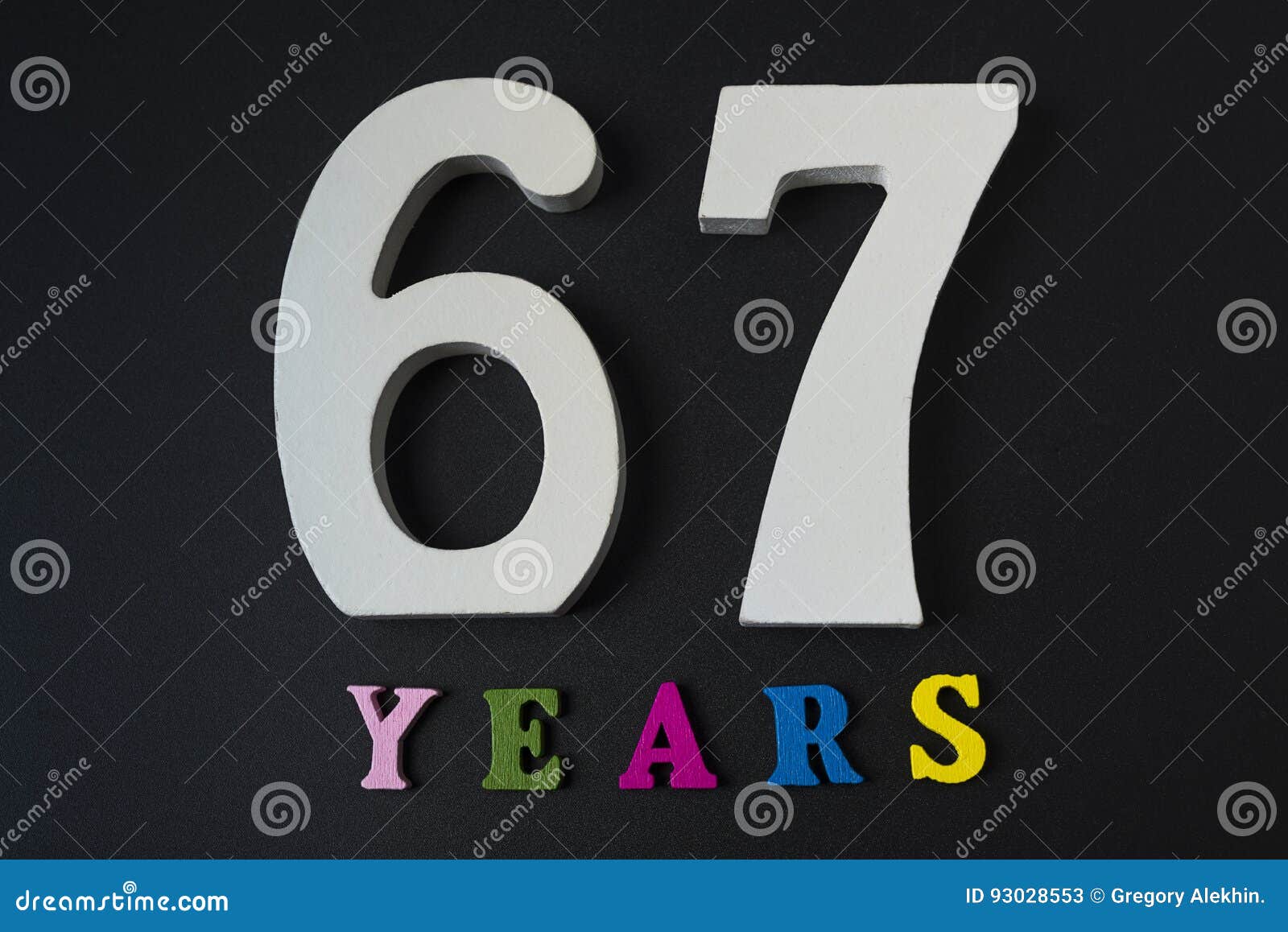 Letters and Numbers-sixty-seven on a Black Background. Stock Image ...