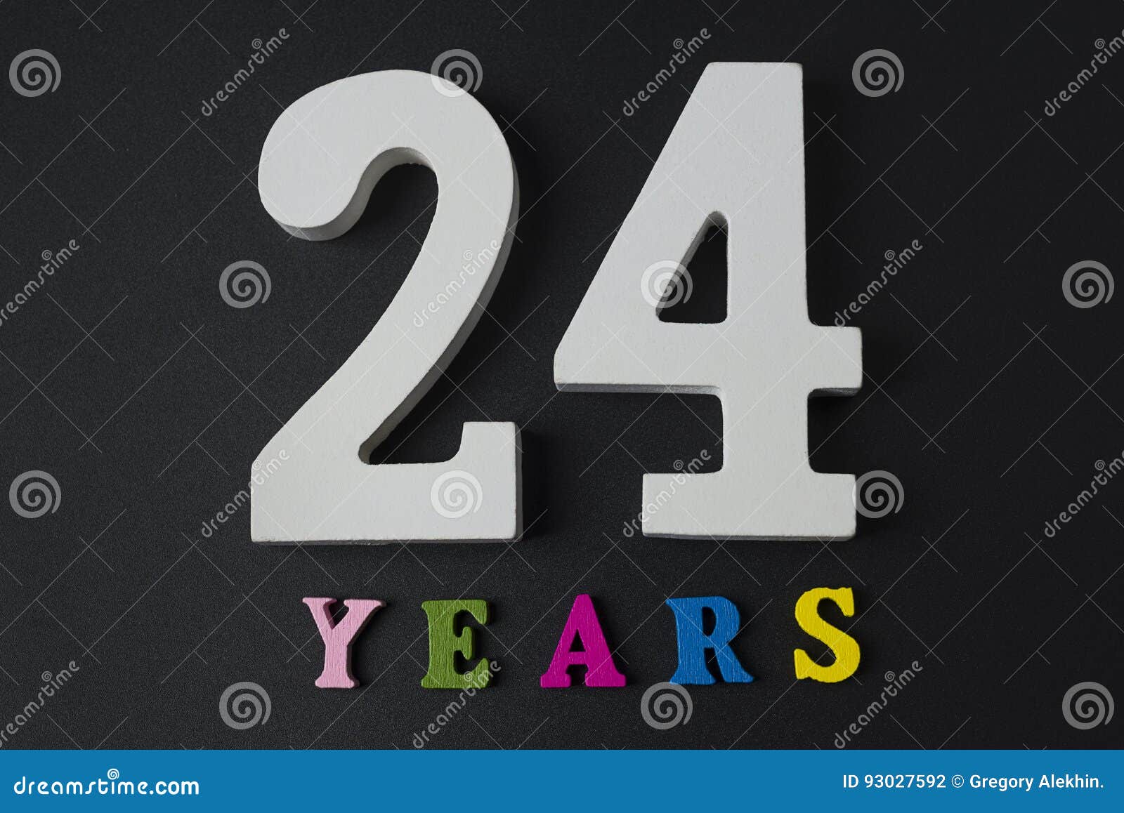 Letters and Numbers Twenty-four Years on a Black Background. Stock ...