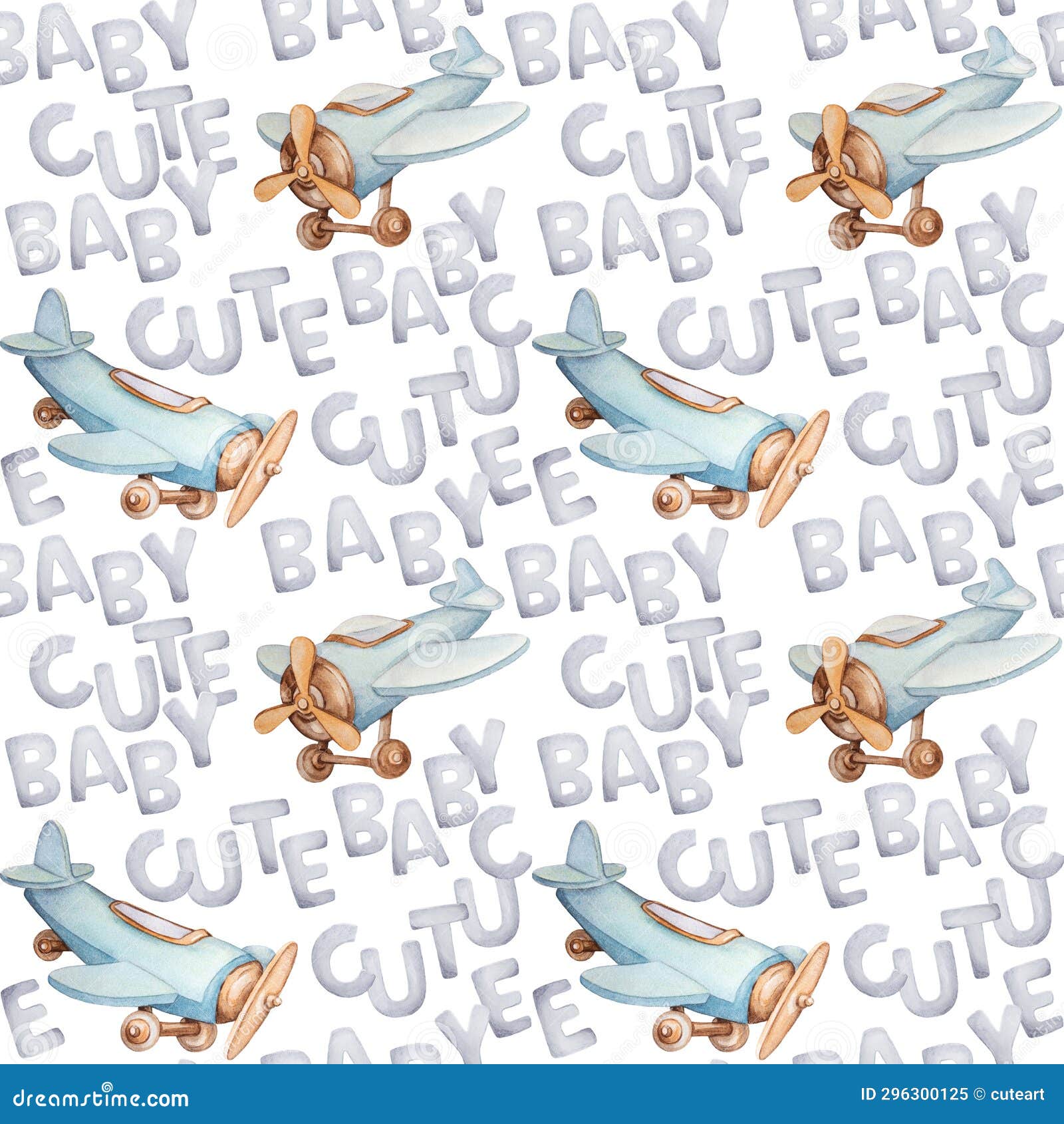 Letters Patterns, Baby Plane Watercolor, White Background Stock ...