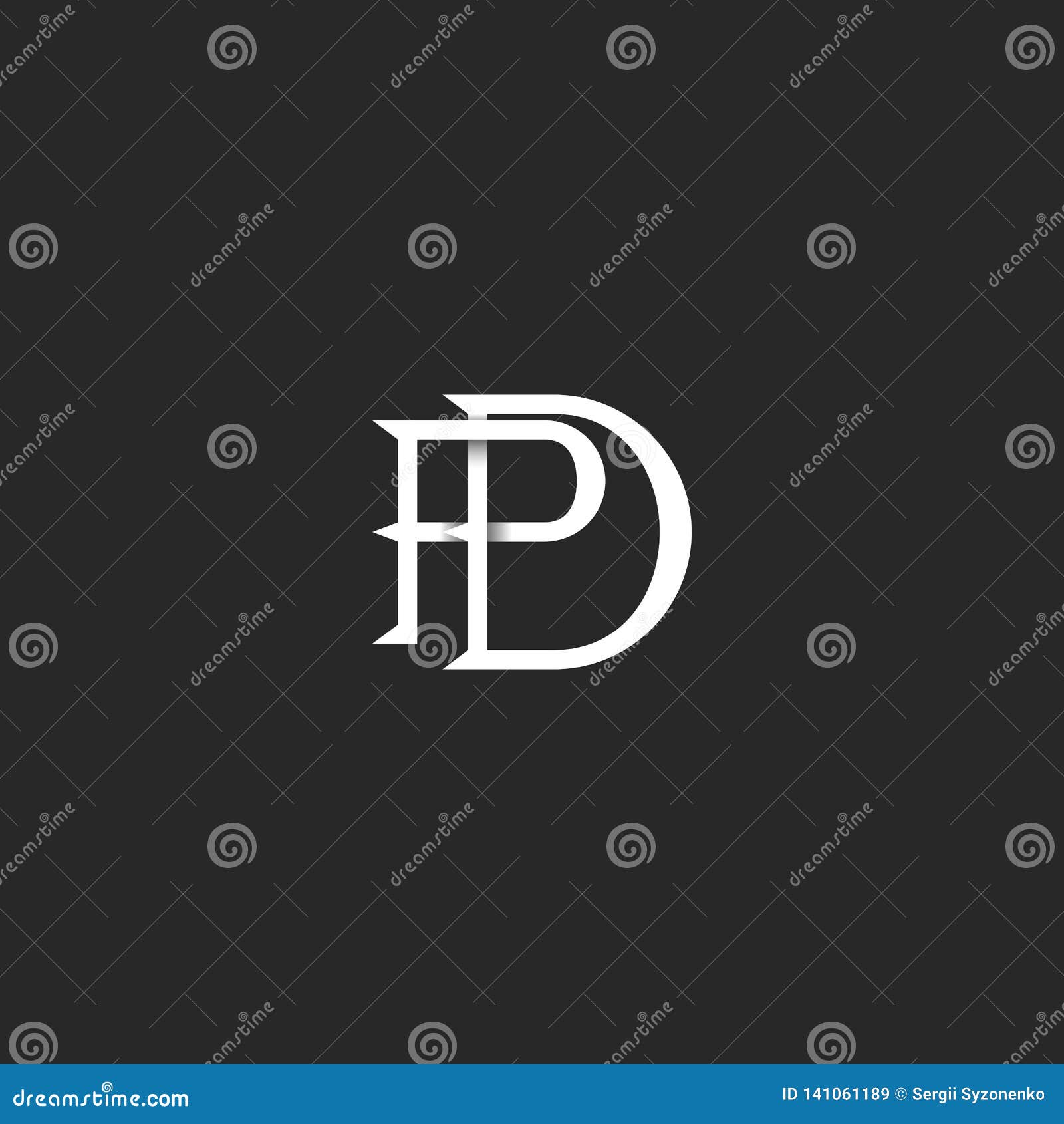 Letters PD Logo Monogram Initials Linear Black And White, Overlapping ...