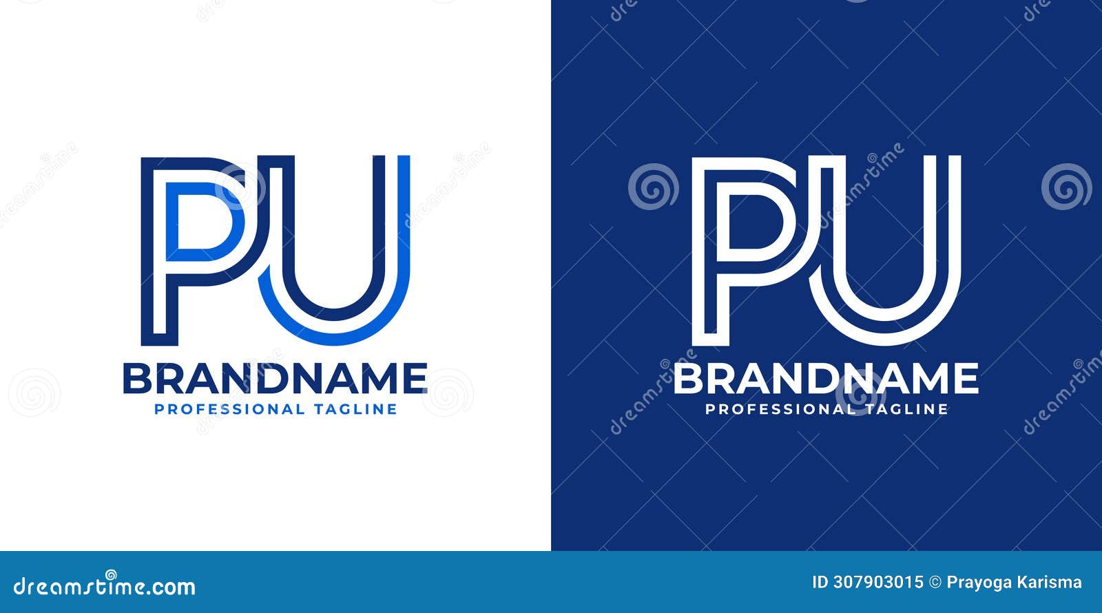 Letters PU Line Monogram Logo, Suitable For Business With PU Or UP ...