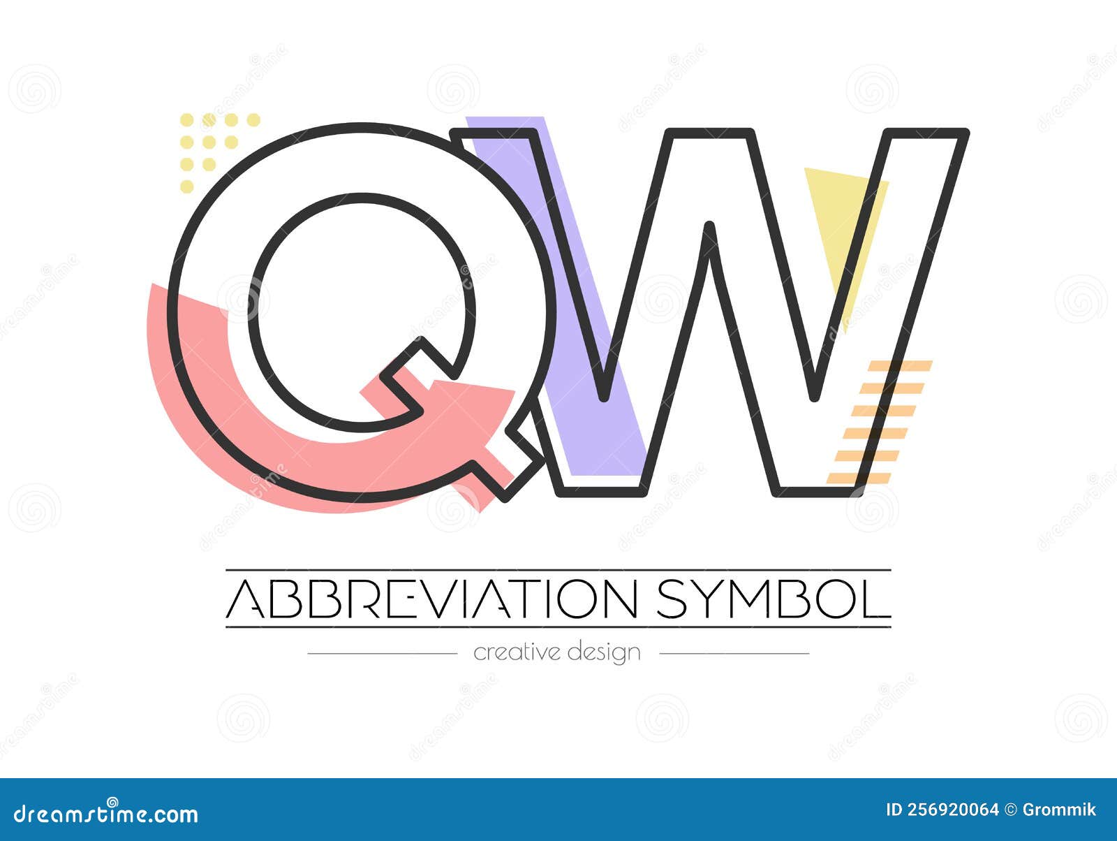 Letters Q and W. Merging of Two Letters. Initials Logo or Abbreviation ...