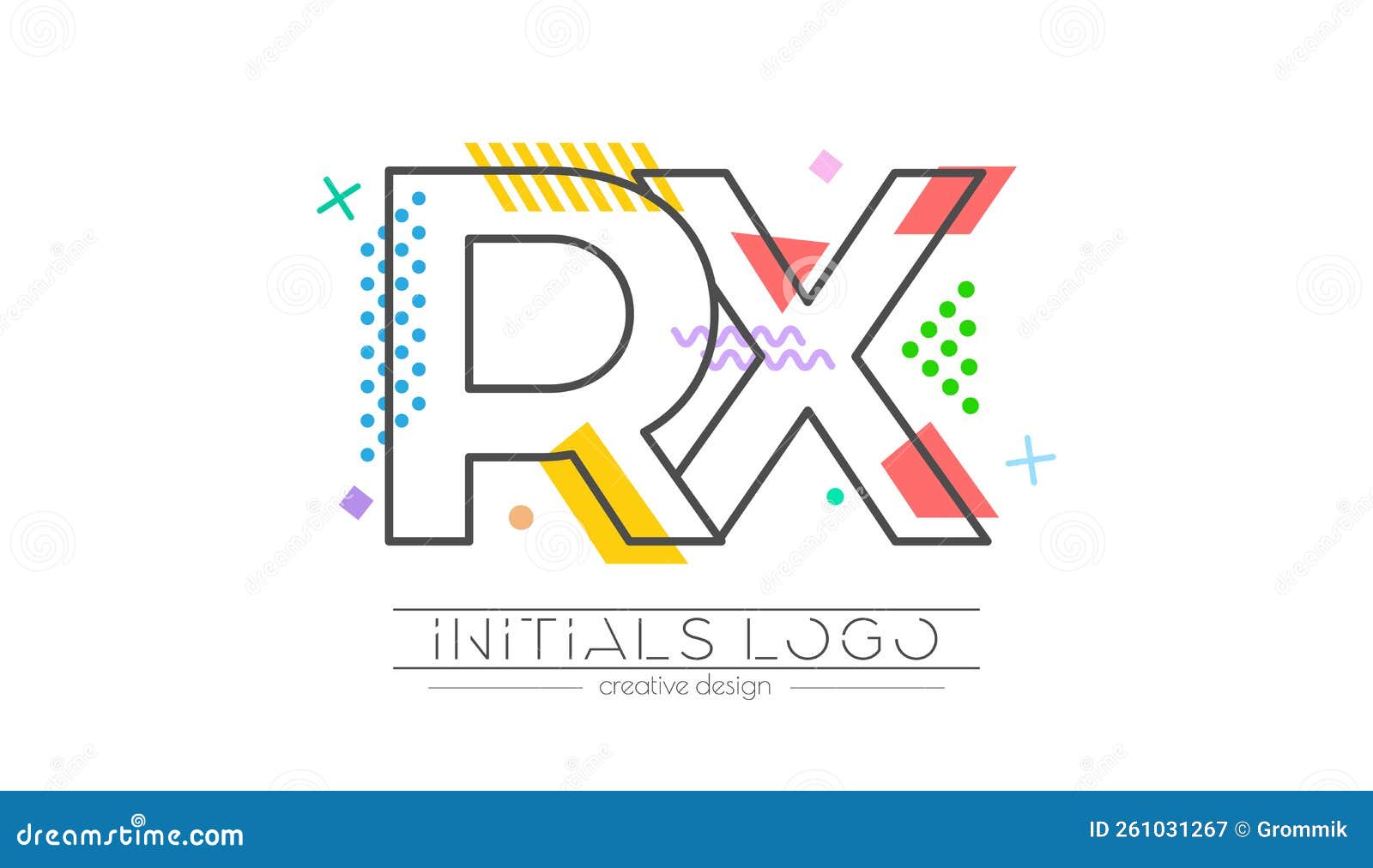 Letters R and X. Merging of Two Letters. Initials Logo or Abbreviation ...