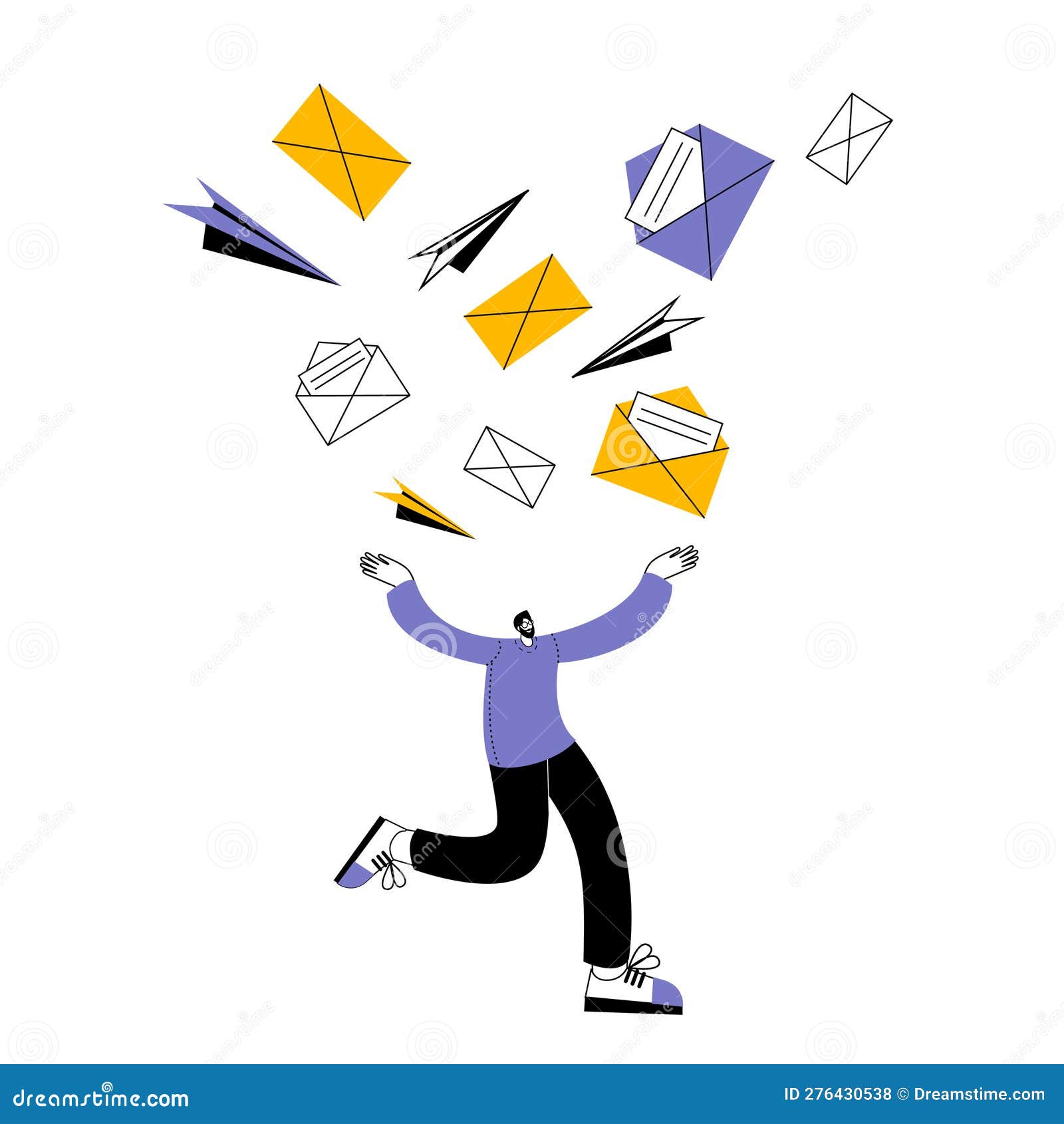Letters are Raining Down on a Person Stock Vector - Illustration of ...