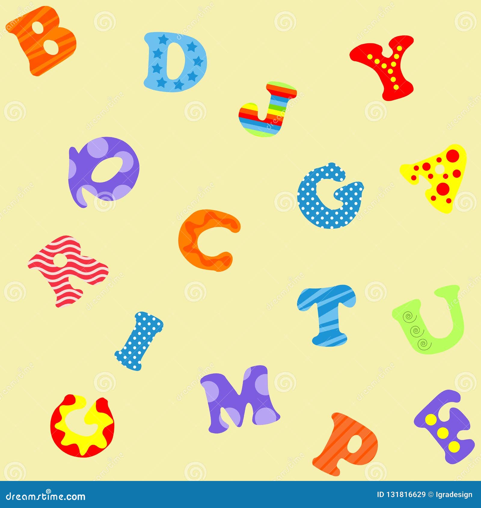 Colorful Letters ABC Seamless Pattern Stock Illustration - Illustration ...