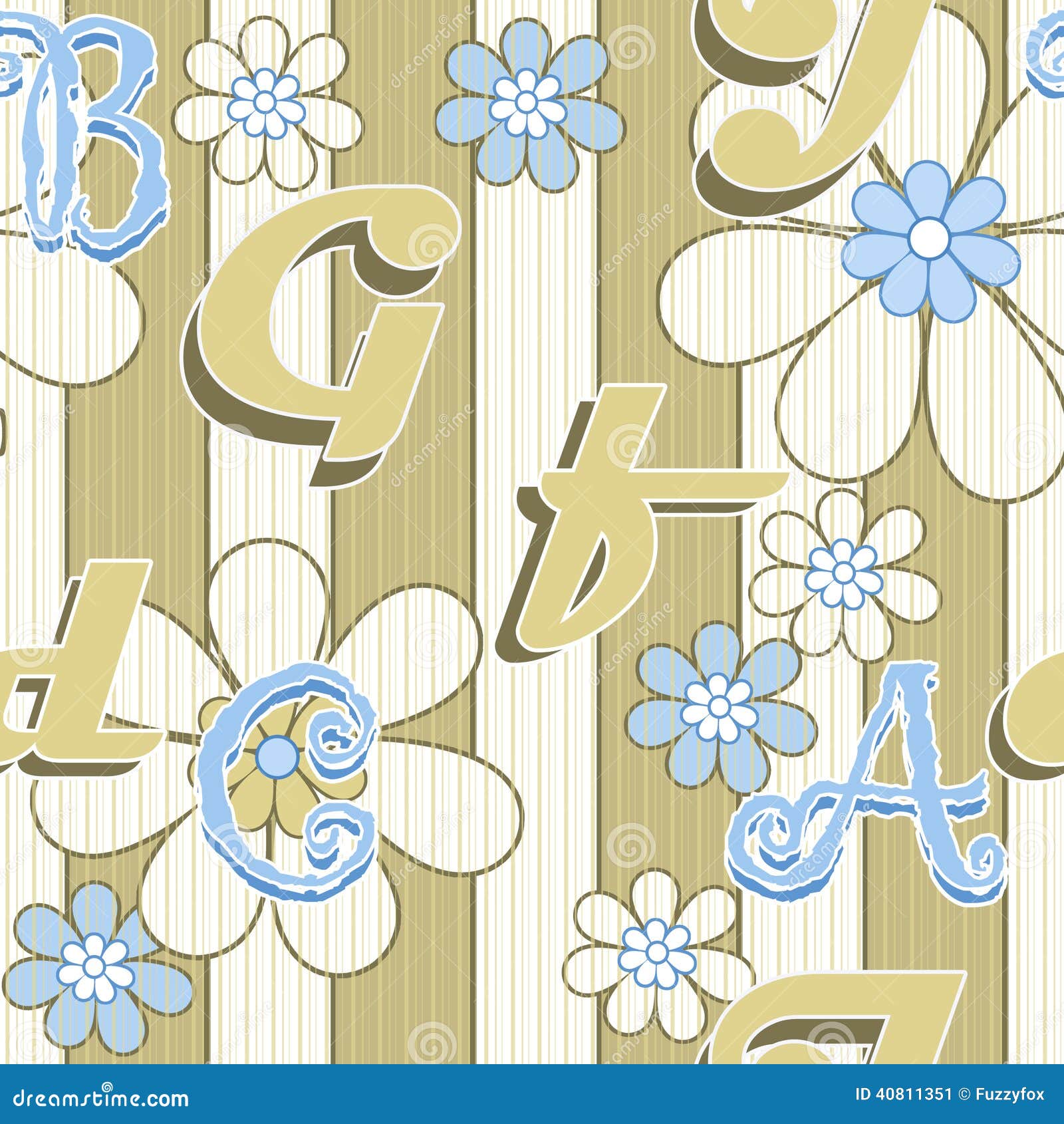 Letters Seamless Pattern Beige Blue Stock Illustration - Illustration ...