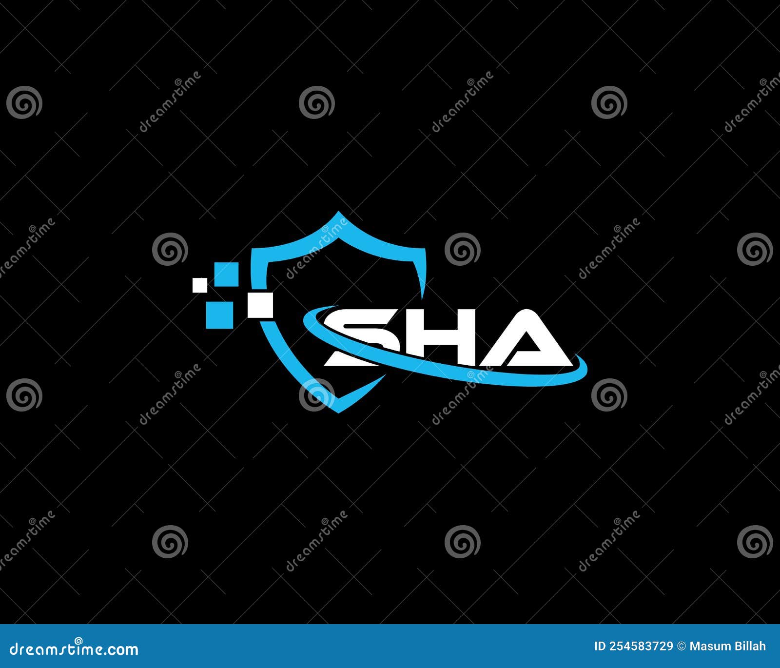 Letters SHA Logo with Shield Style Creative Design Concept. Stock ...