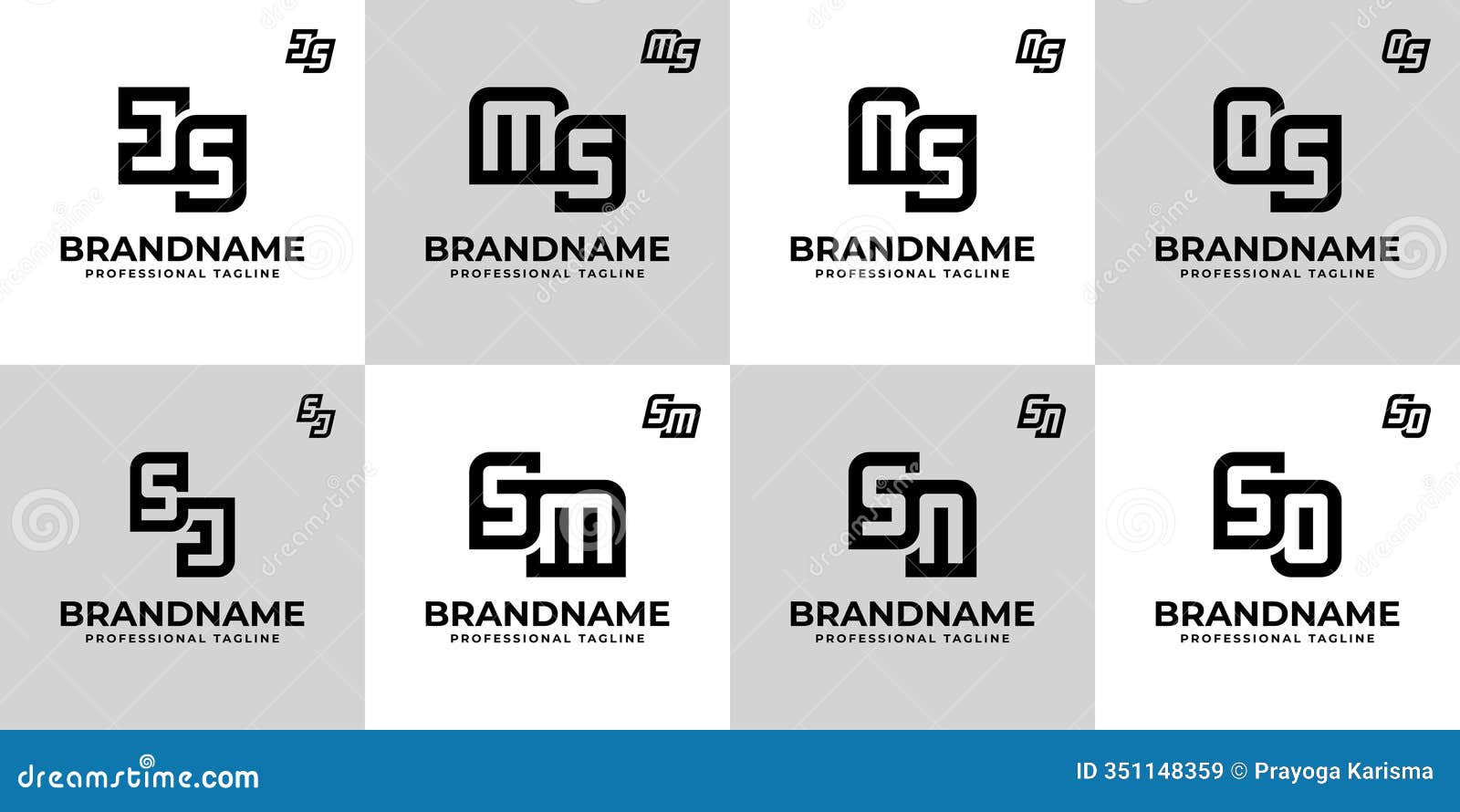 Letters SJ JS SM MS SN NS so OS Monogram Logo Set Stock Illustration ...