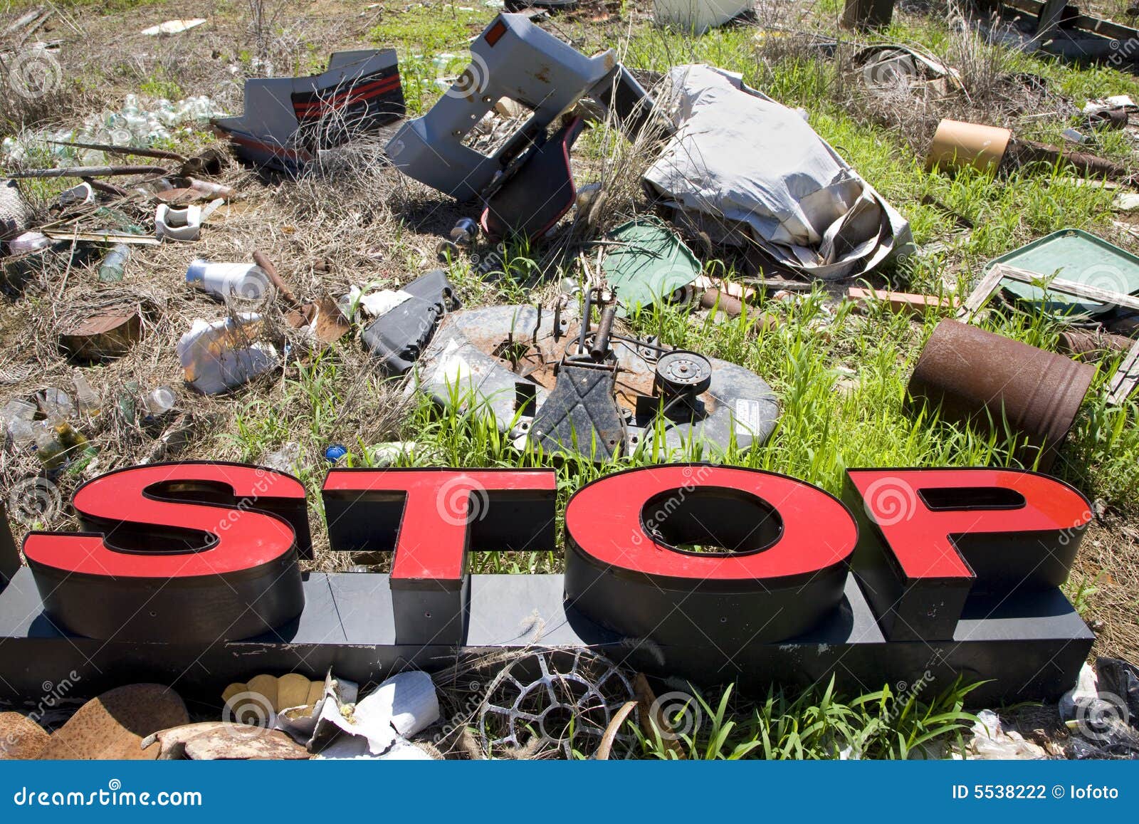 Letters Spelling STOP in Trashy Junkyard. Stock Photo - Image of ...