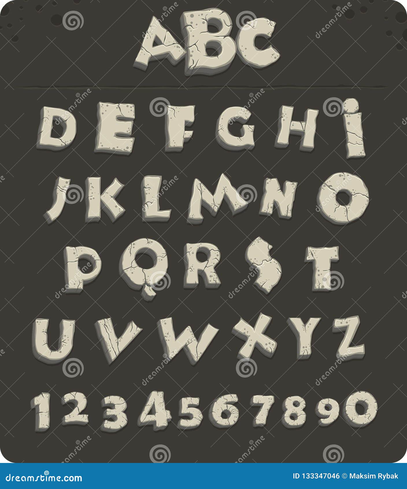 Old stone alphabet stock vector. Illustration of zero - 133347046