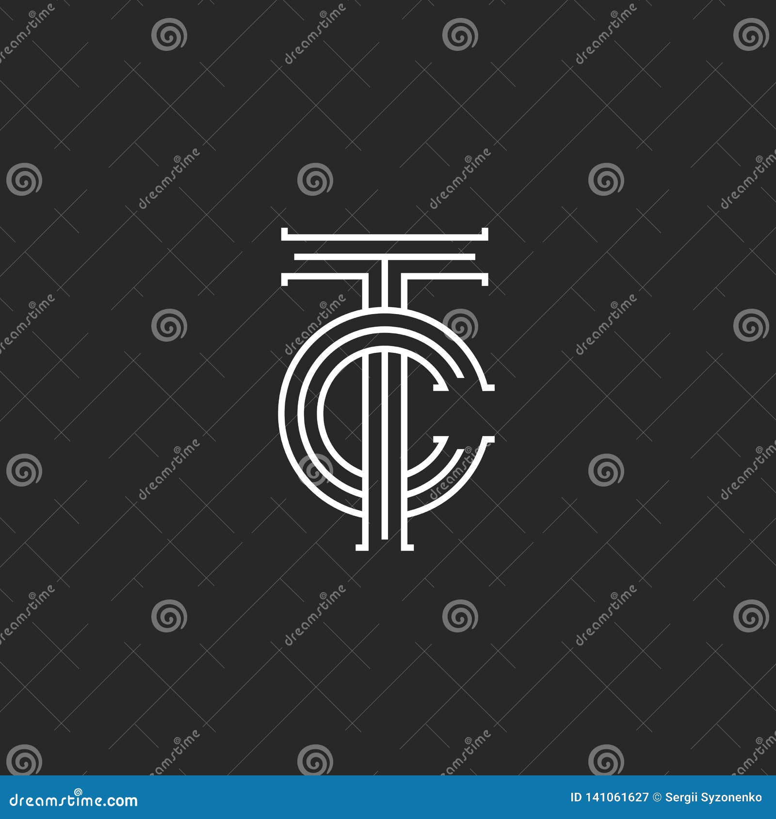 Letters TC Logo Monogram, Overlapping Thin Lines CT Initials Emblem ...