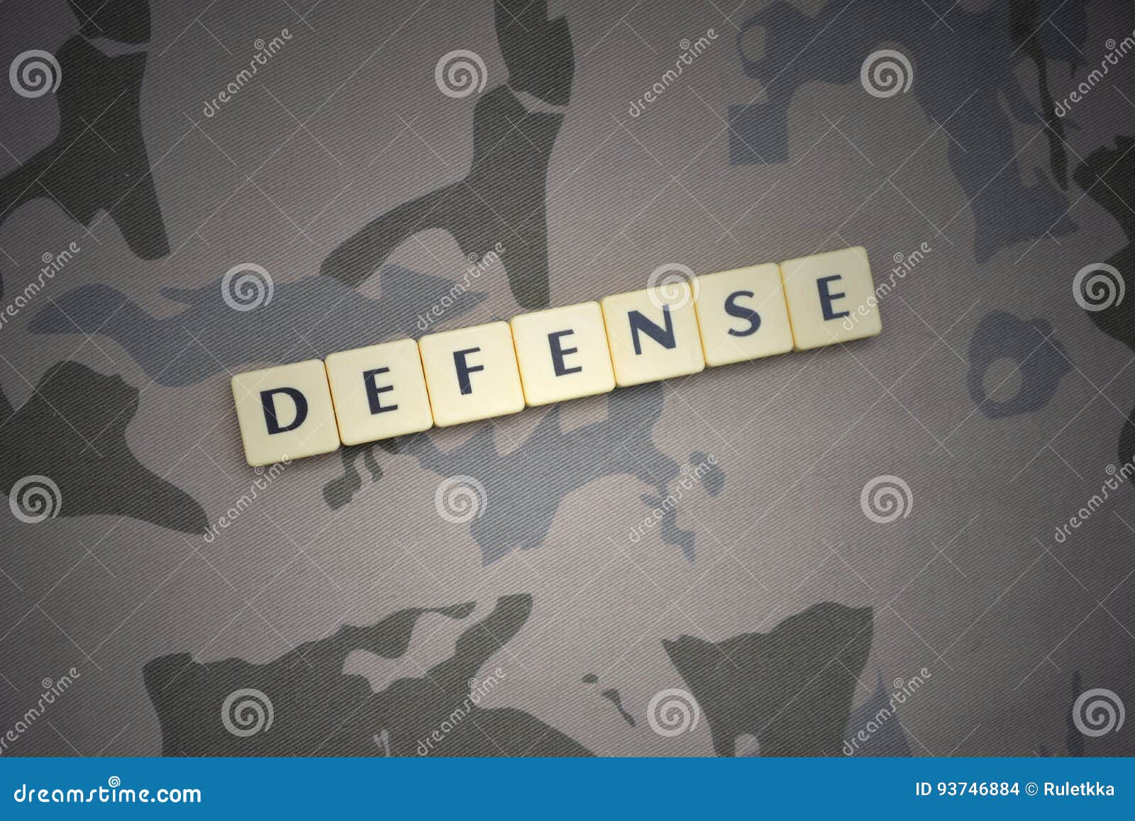 Letters with Text Defence on the Khaki Background. Military Concept ...