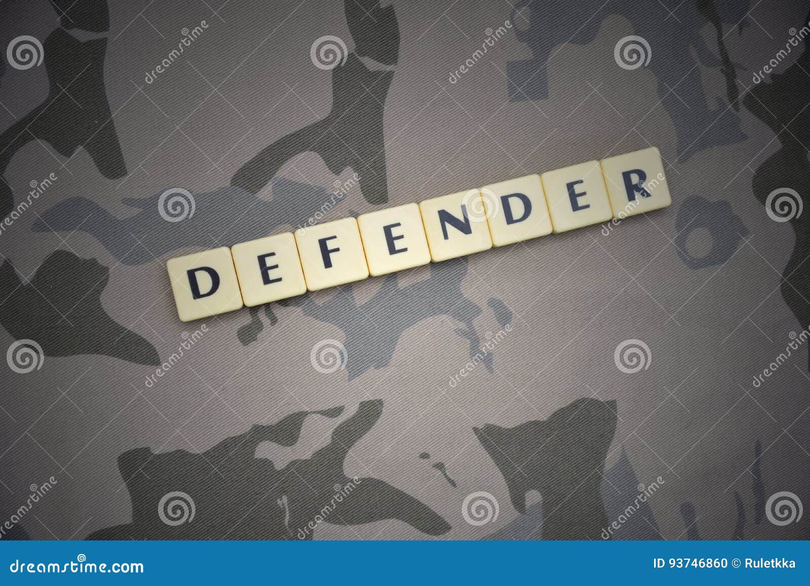 Letters with Text Defender on the Khaki Background. Military Concept ...