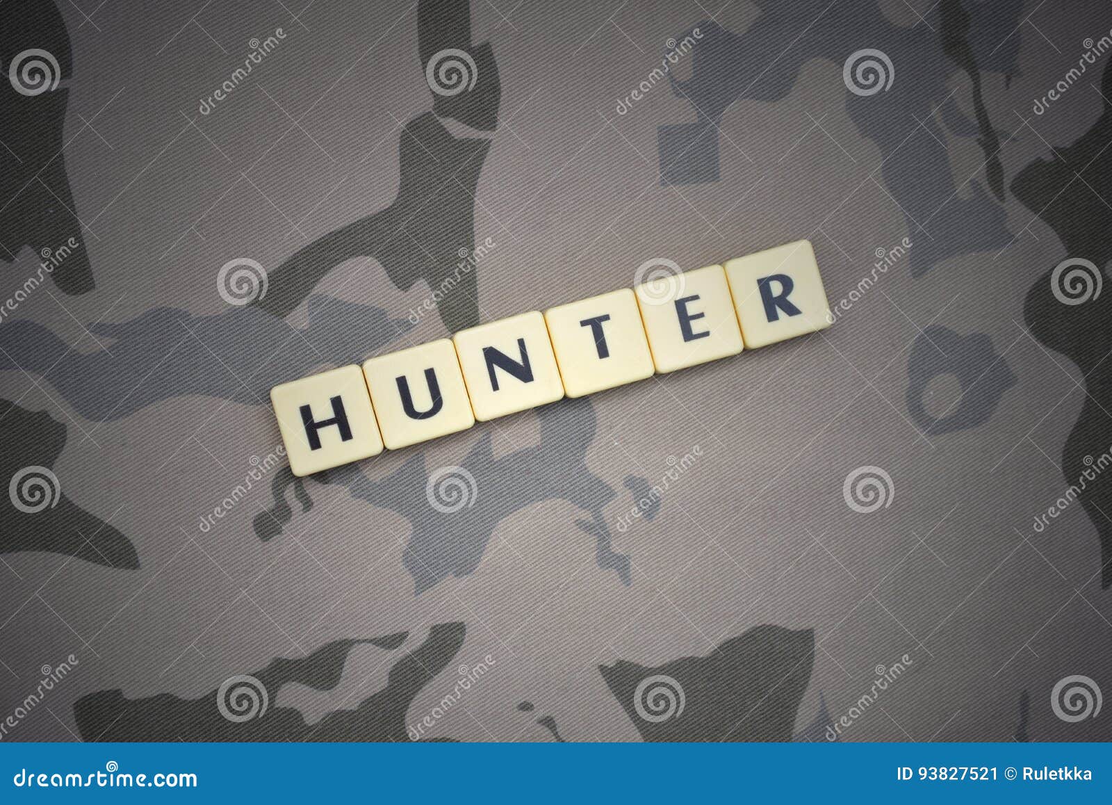 Letters with Text Hunter on the Khaki Background Stock Image - Image of ...