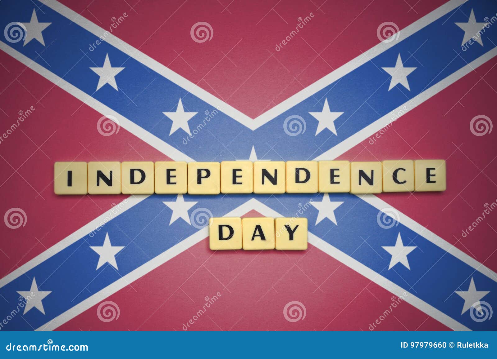 Letters with Text Independence Day on the Confederate Flag . Stock ...