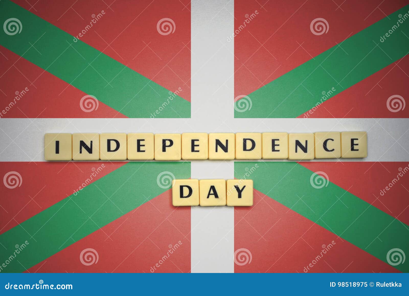 Letters with Text Independence Day on the National Flag of Basque ...