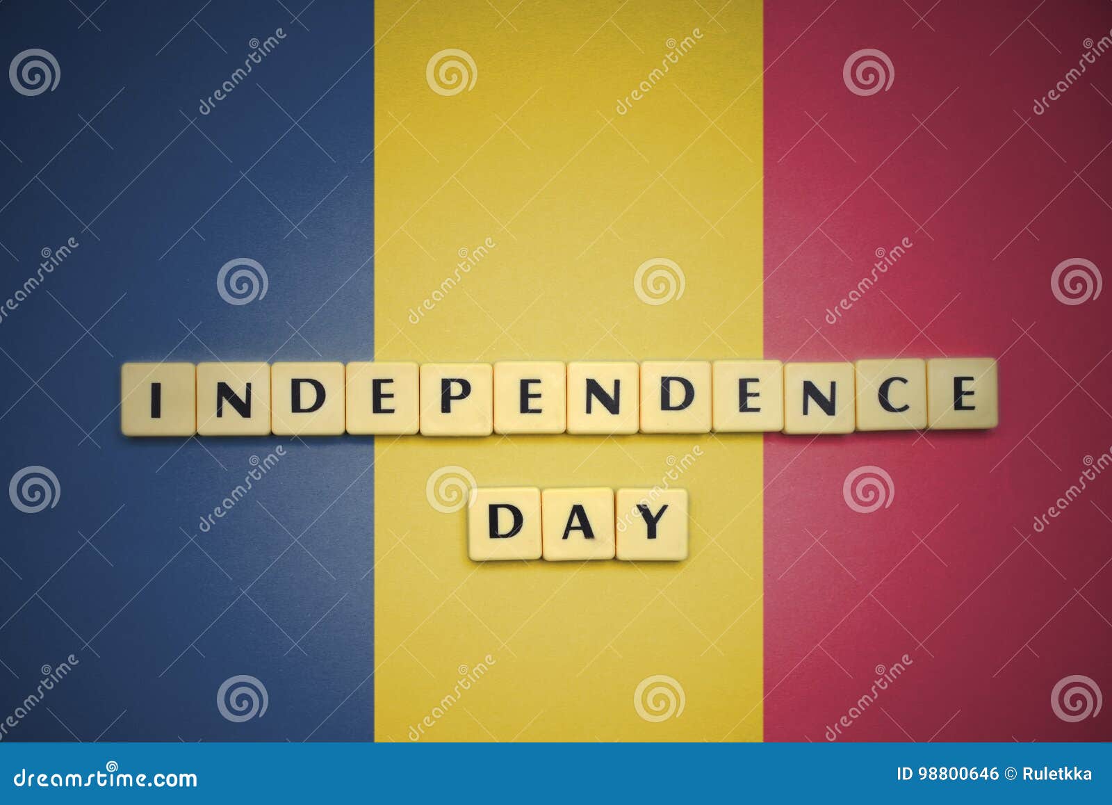Letters with Text Independence Day on the National Flag of Chad. Stock ...