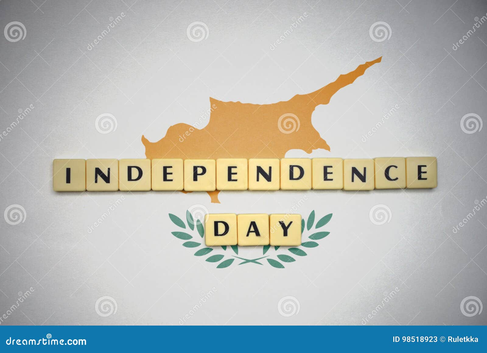 Letters with Text Independence Day on the National Flag of Cyprus ...