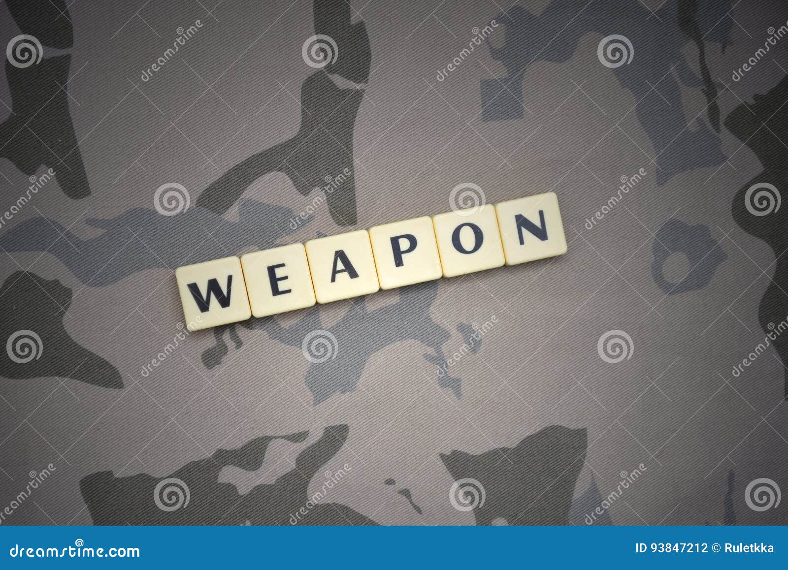 Letters with Text Weapon on the Khaki Background. Military Concept ...