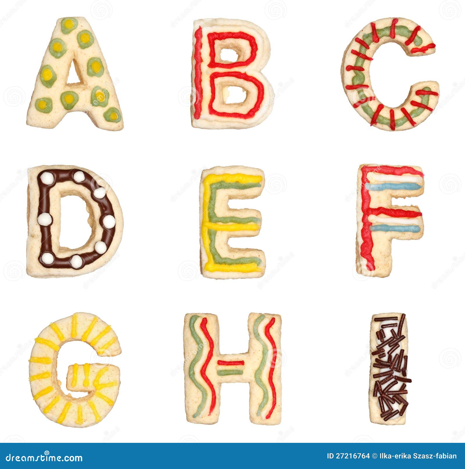 Letters a To I from Decorated Cookies Stock Illustration - Illustration ...