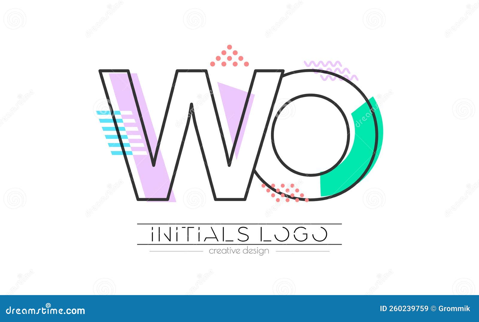 Letters W and O. Merging of Two Letters. Initials Logo or Abbreviation ...