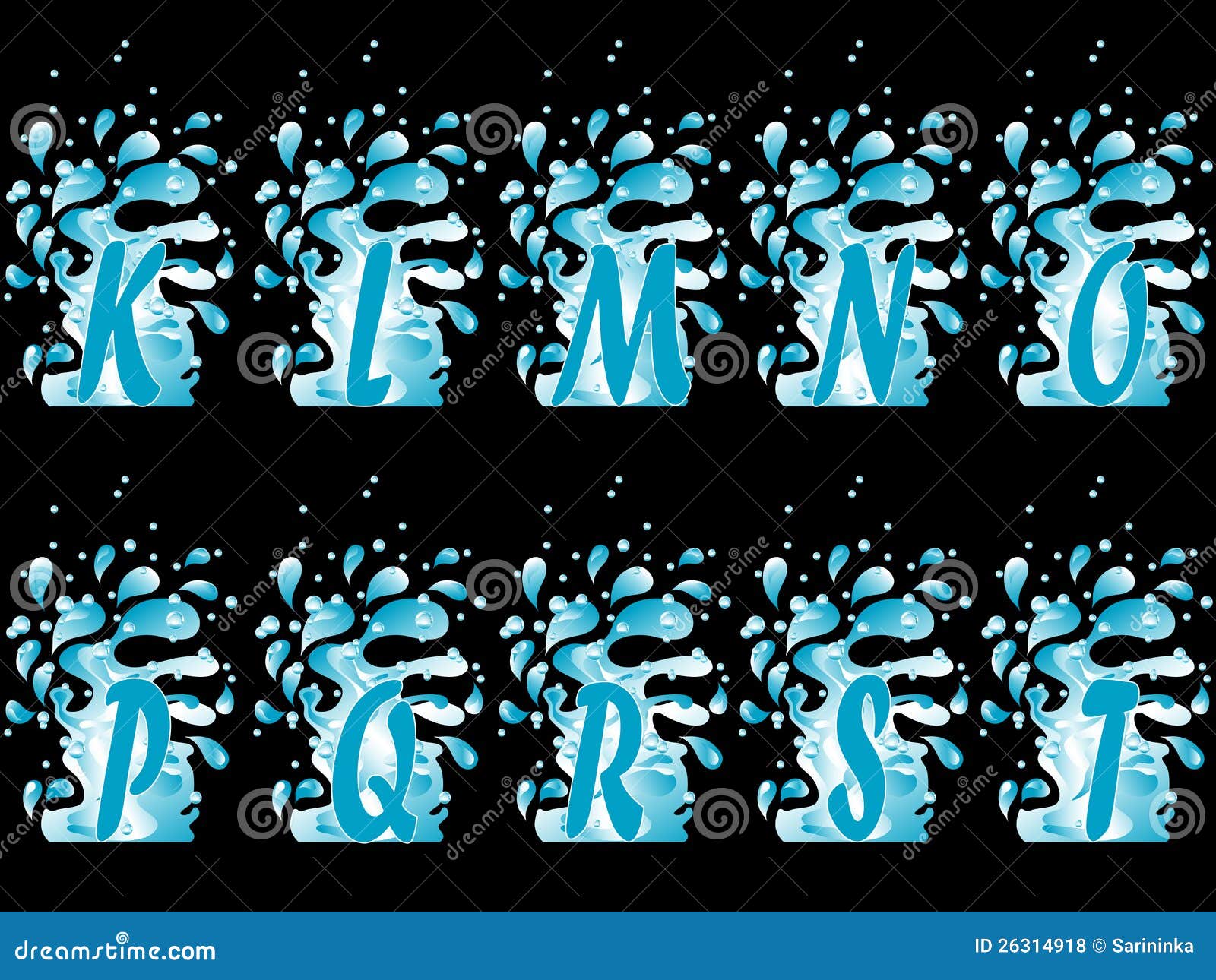 Letters in water splash stock vector. Illustration of graphic - 26314918
