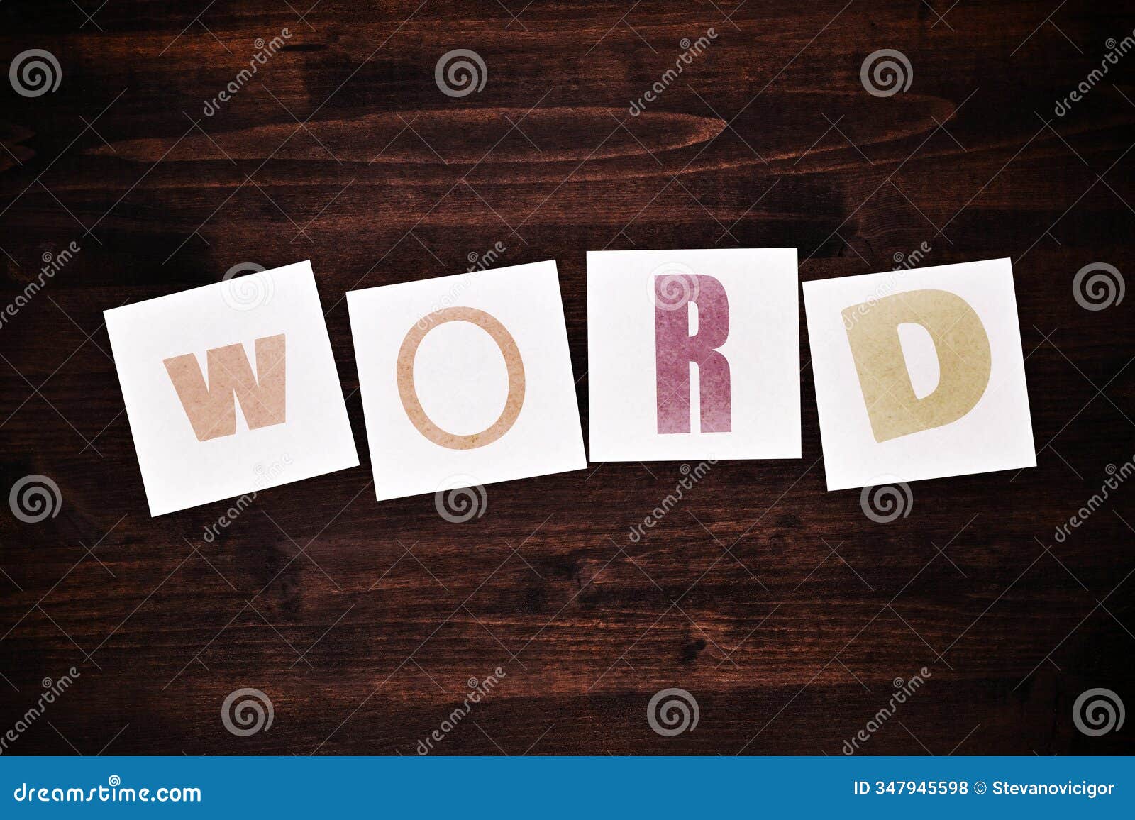 Letters WORD on note paper stock photo. Image of language - 347945598